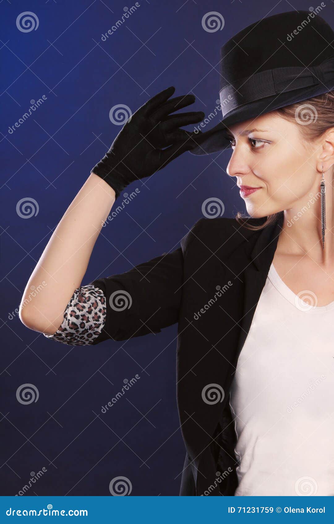 Beautiful Woman In Black Hat Stock Image Image Of Portrait Dark