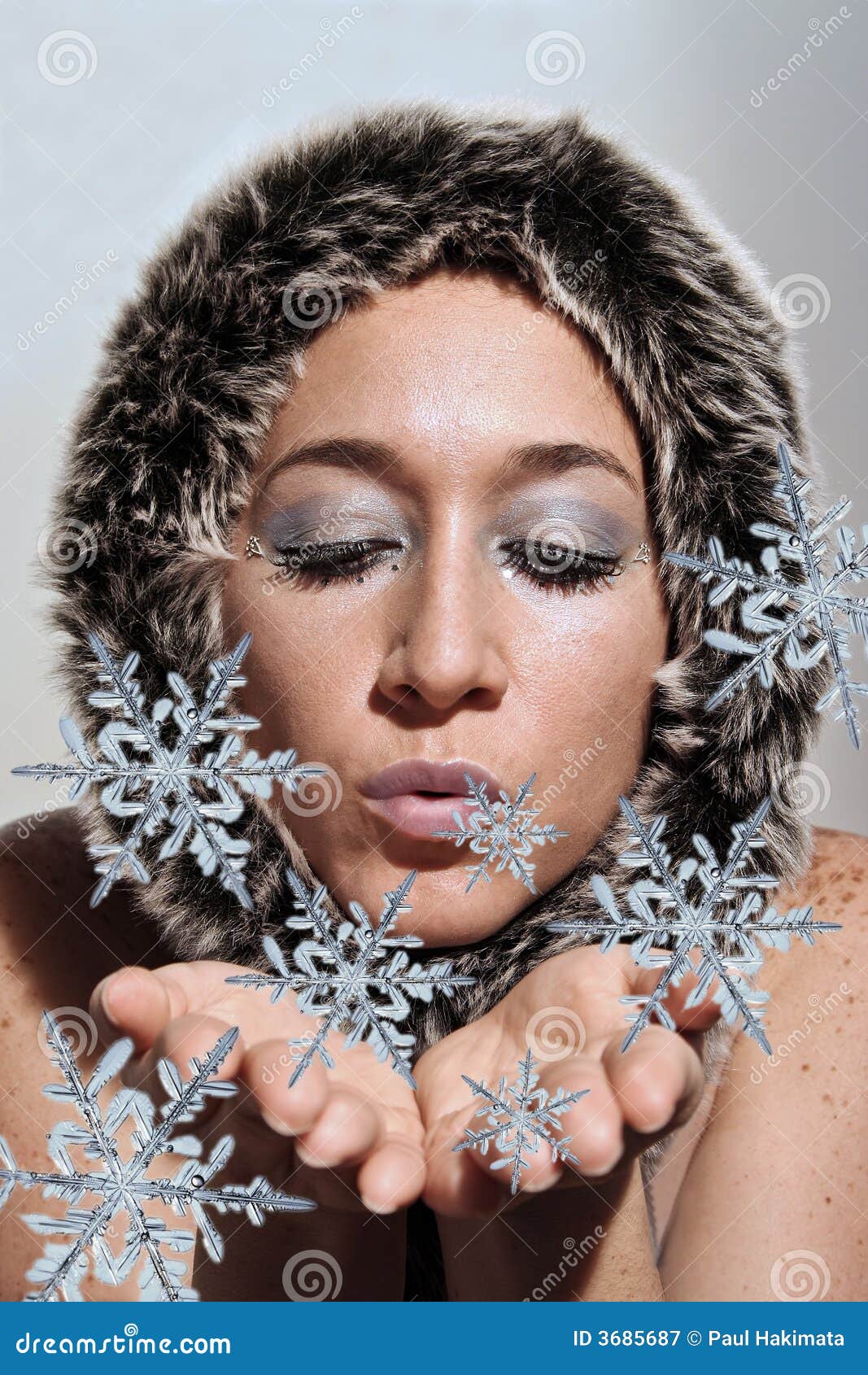 Beautiful Woman Blowing Snow Stock Image - Image of face, flakes: 3685687