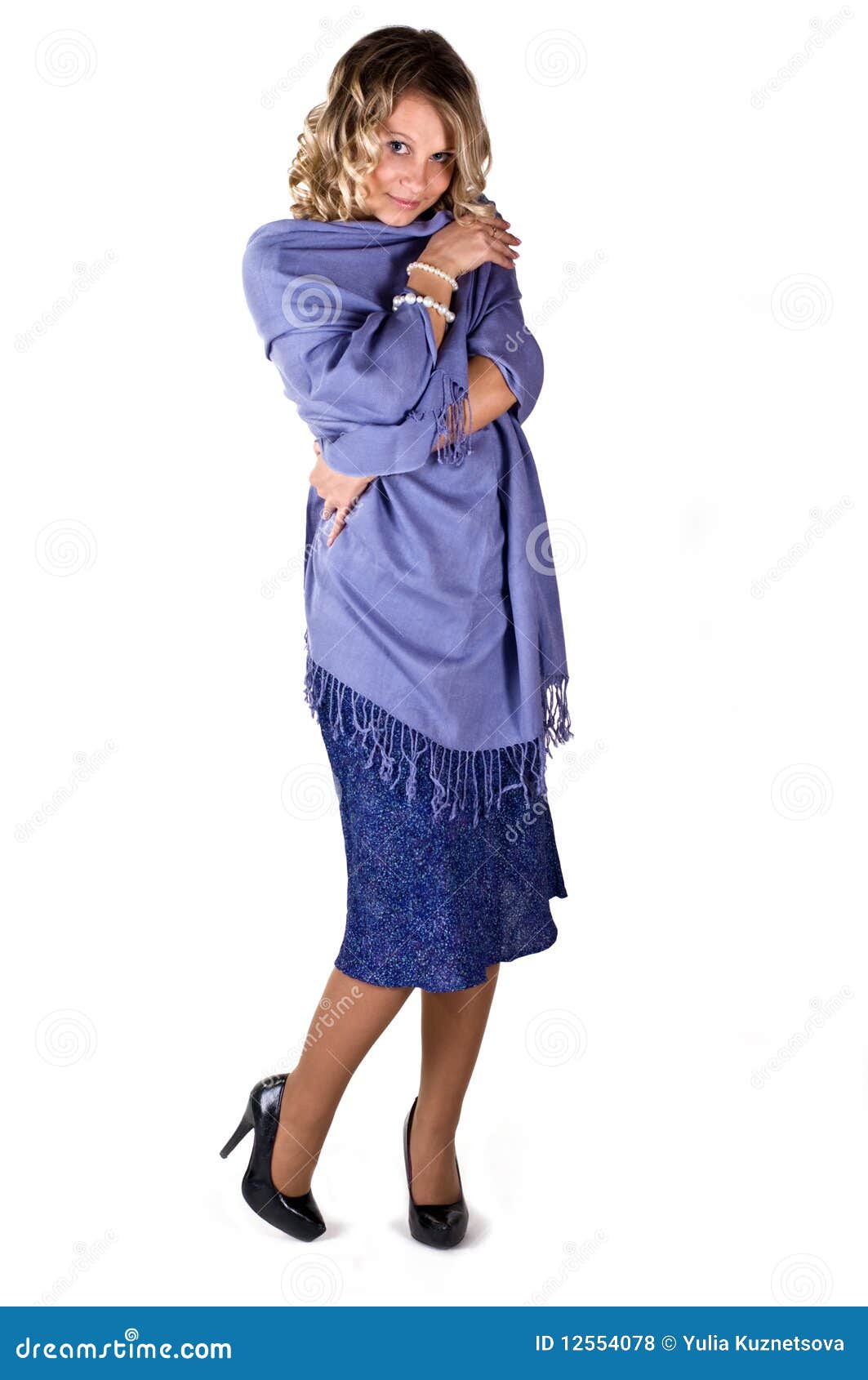 Beautiful woman in blue stock photo. Image of single - 12554078