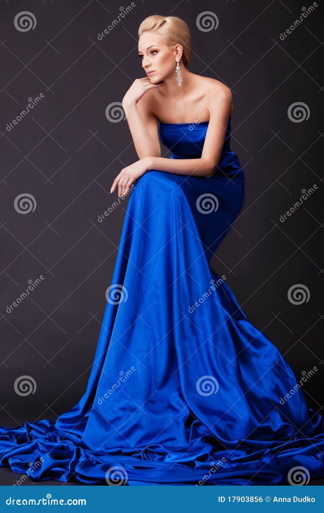 Beautiful woman in blue stock photo. Image of cute, lady - 17903856