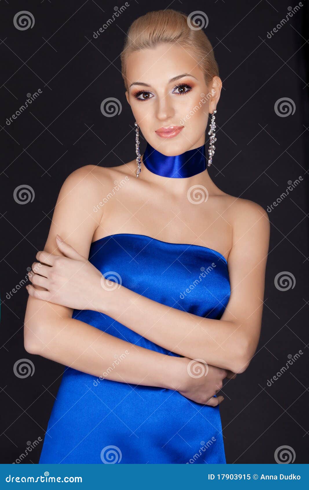 Beautiful woman in blue stock image. Image of beautiful - 17903915