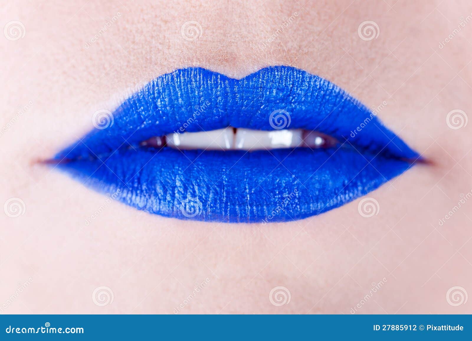Beautiful woman blue lips stock photo. Image of cute - 27885912