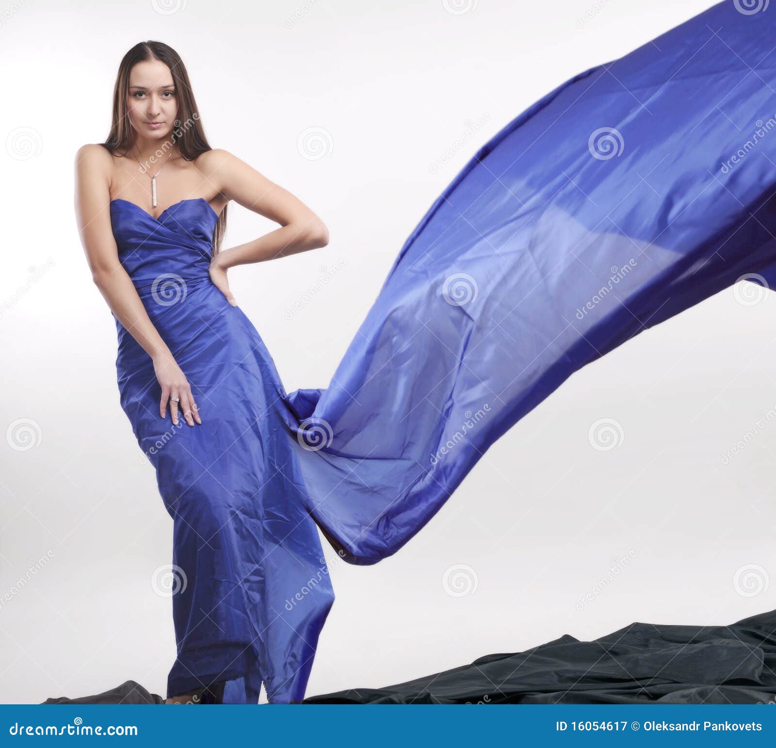 Beautiful Woman in Blue Robes #1 Stock Image - Image of posture, long ...