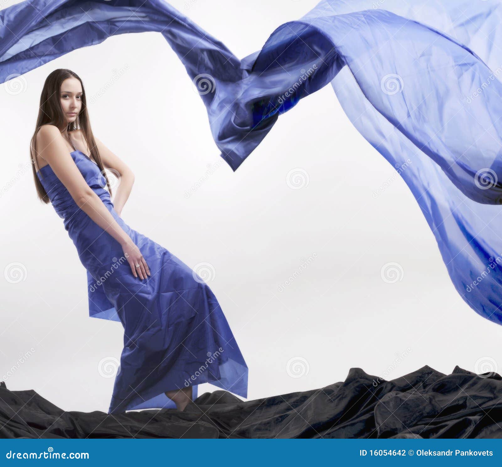 Beautiful Woman in Blue Robes #2 Stock Photo - Image of silk, dynamic ...