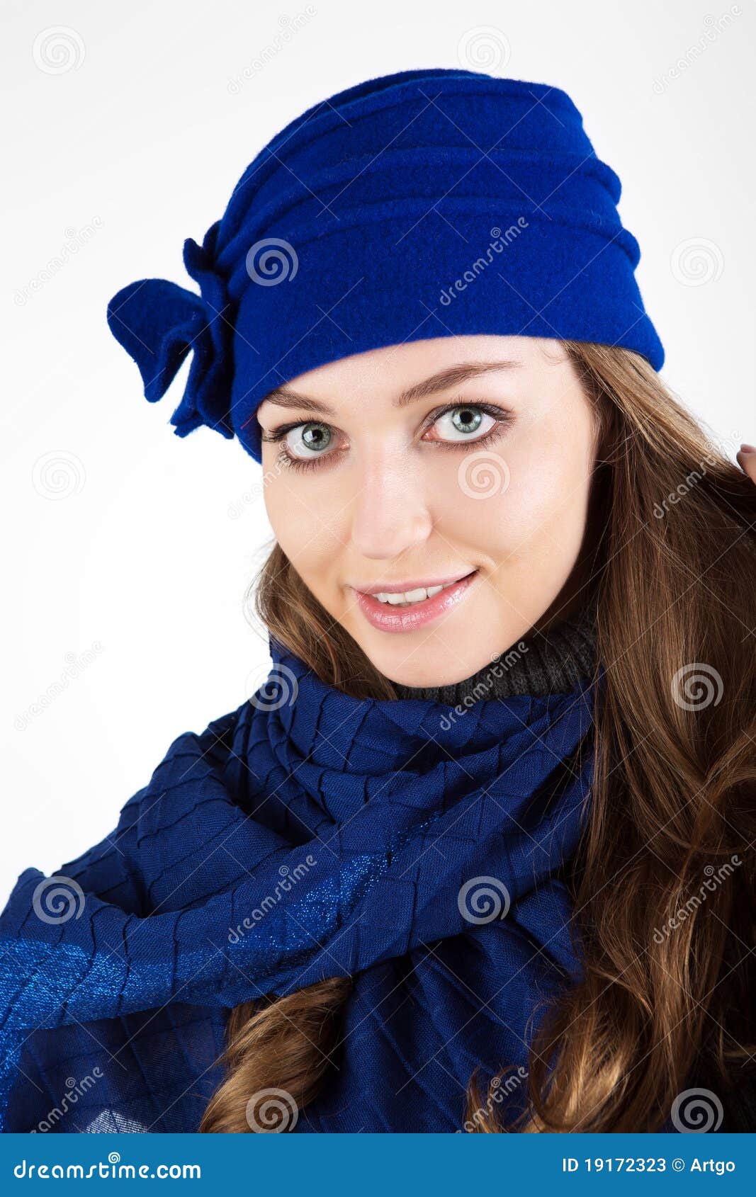 Beautiful Woman in Blue Winter Hat. Stock Image - Image of lady, cute ...