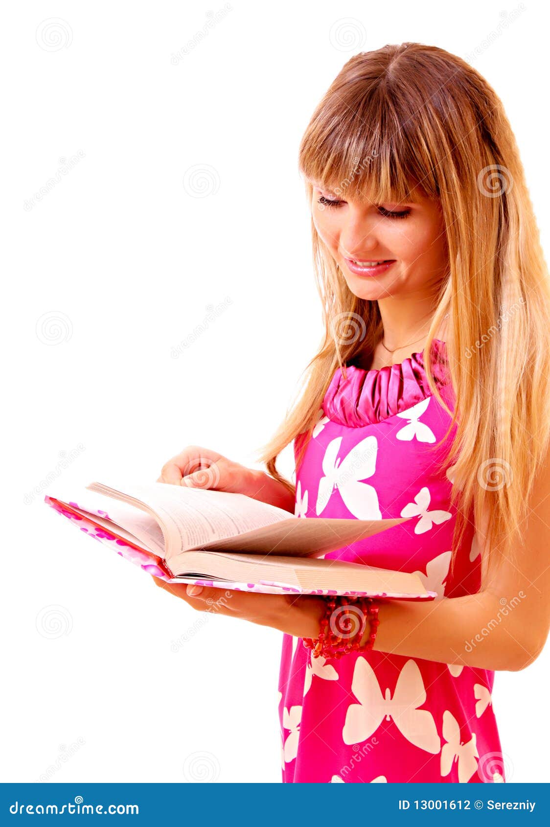 Beautiful Woman with Book Isolated Stock Photo - Image of isolated ...