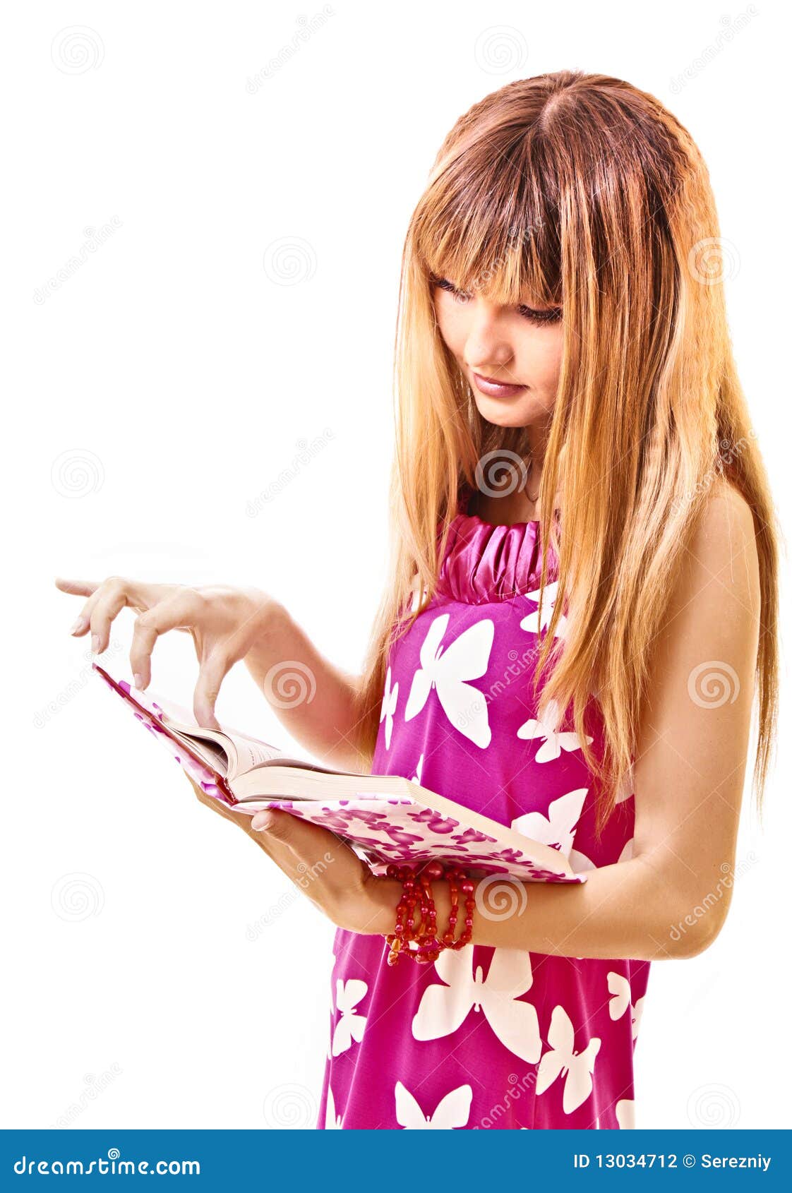 Beautiful Woman with Book Isolated Stock Photo - Image of woman, female ...