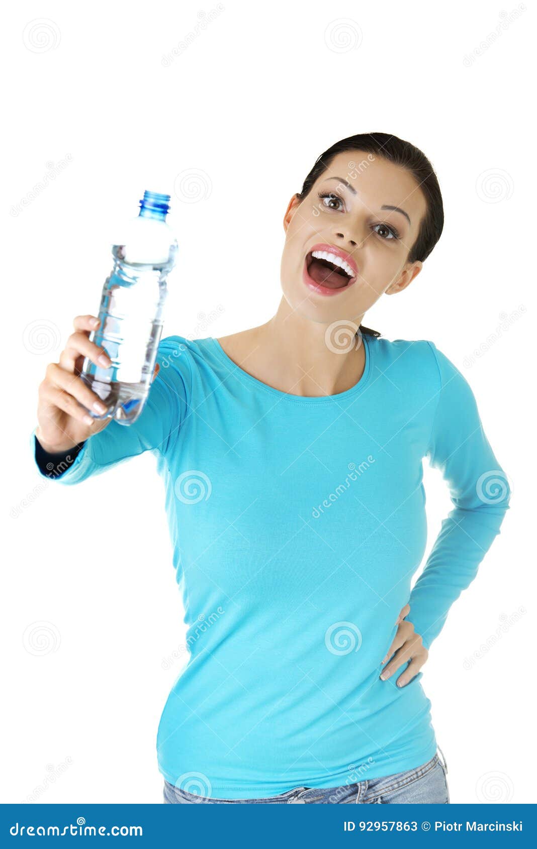 Beautiful Woman with Bottle of Water Stock Image - Image of attractive ...