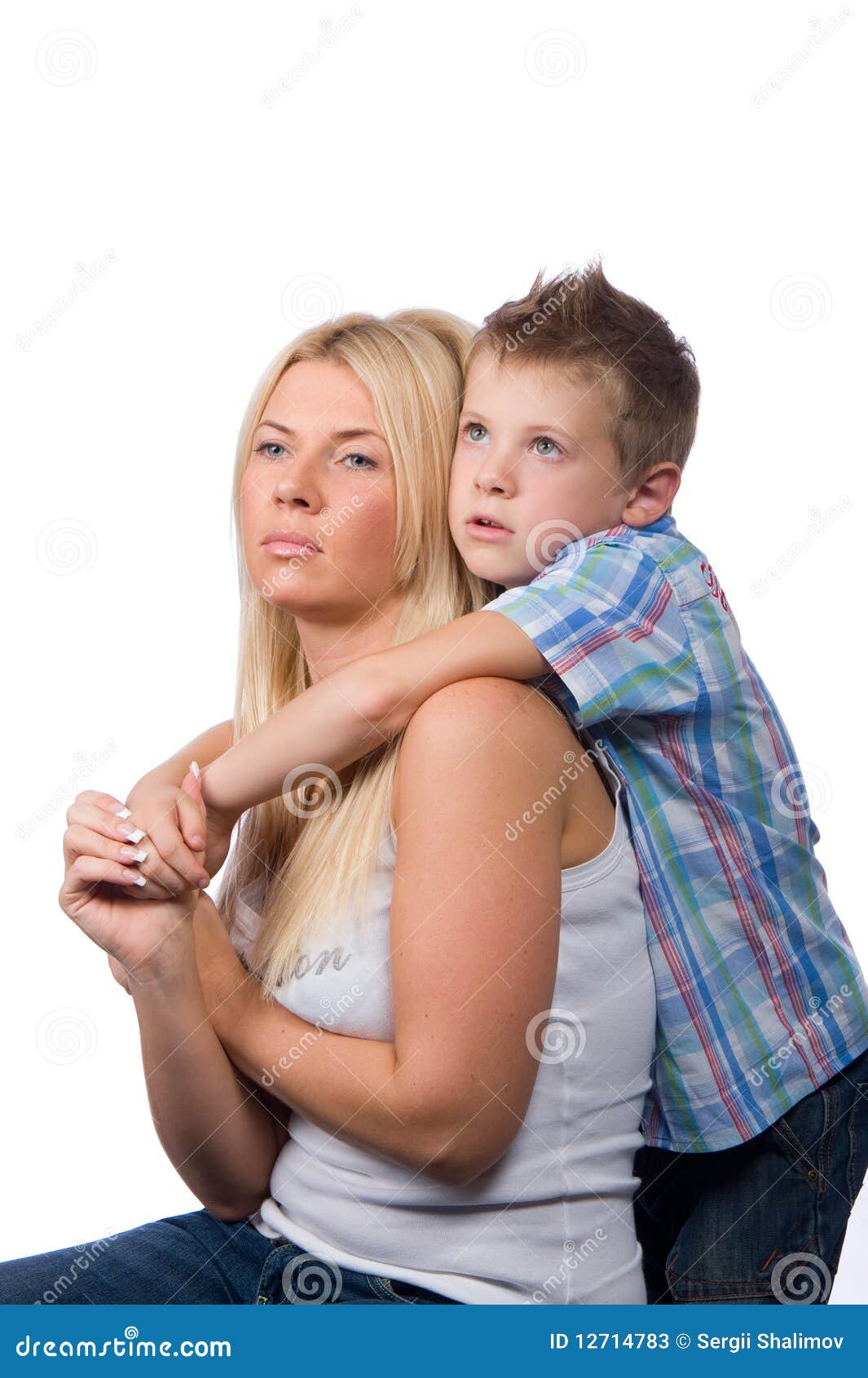 Beautiful woman and a boy stock image. Image of love - 12714783