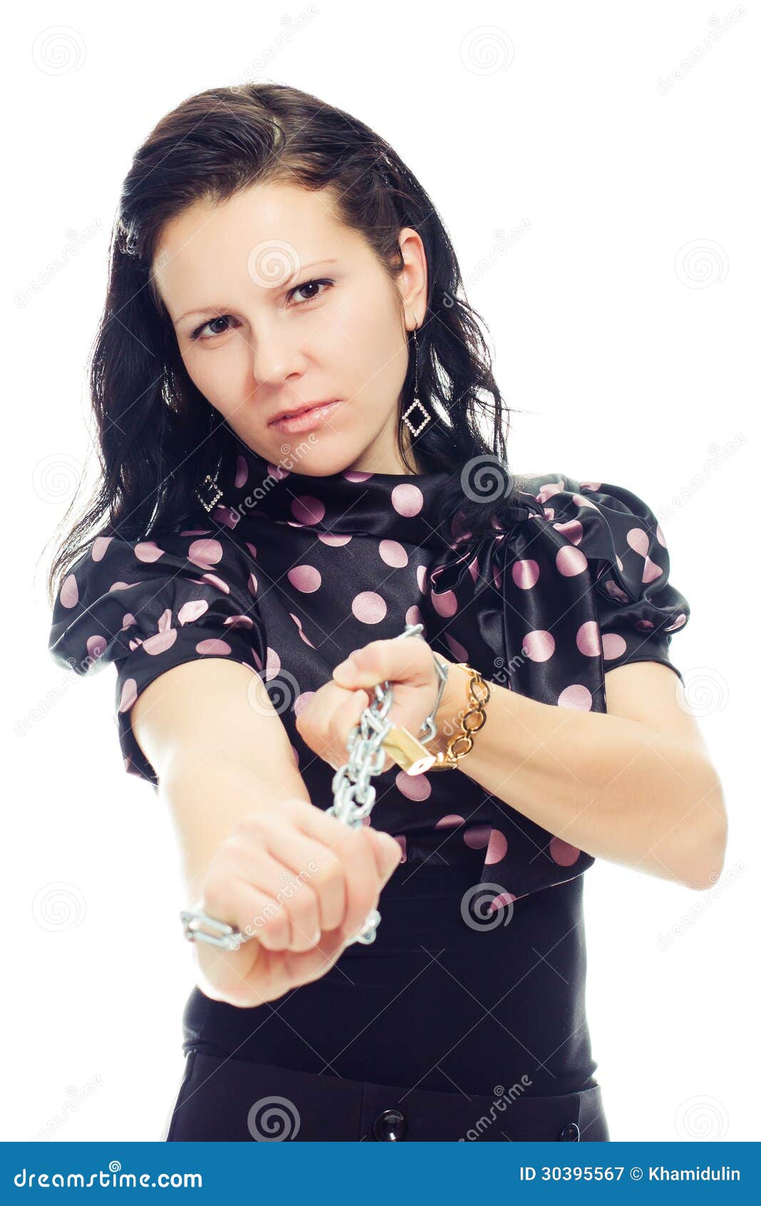 Beautiful Woman Breaks the Chain Stock Image - Image of expression ...