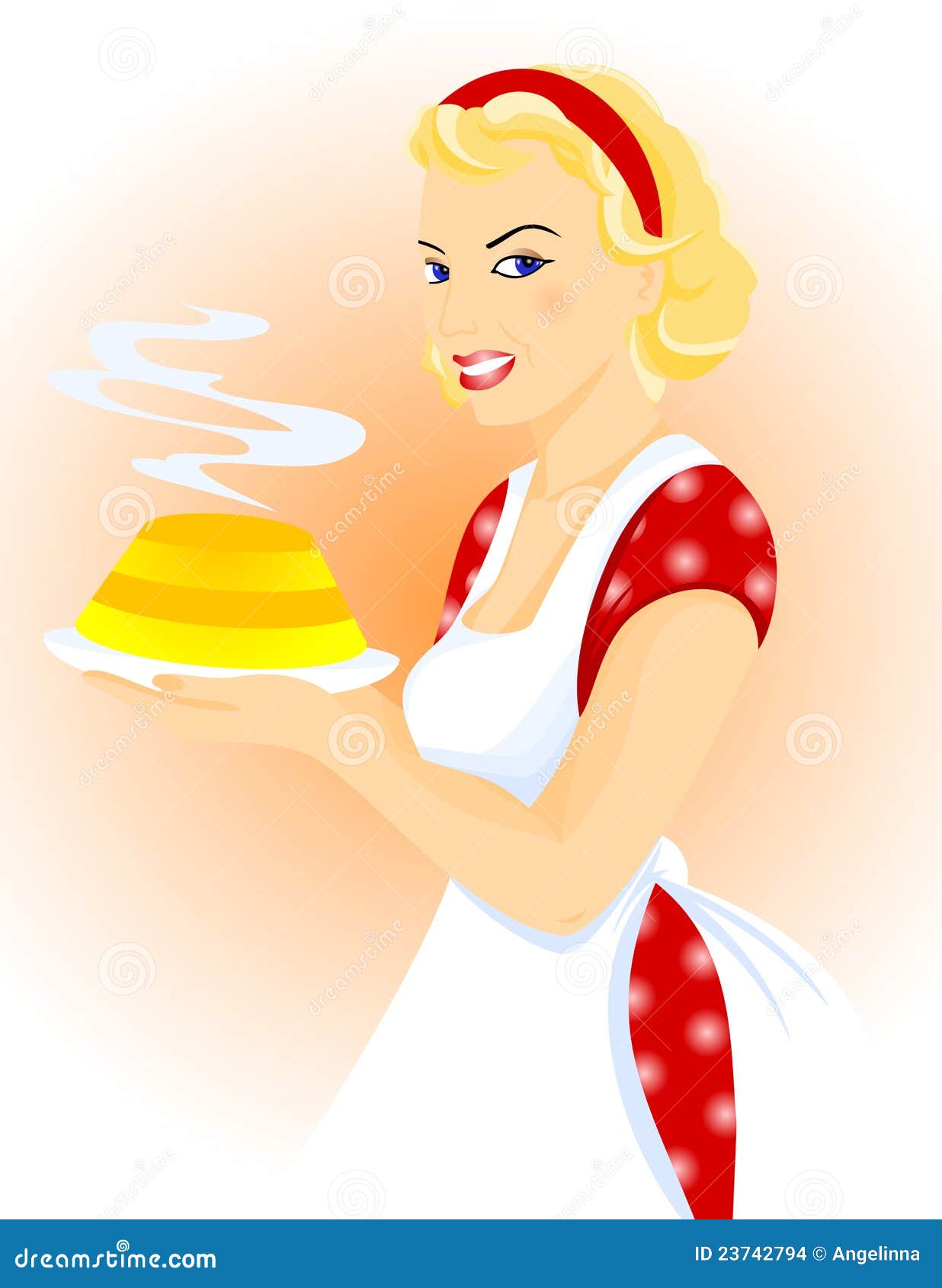 Beautiful woman with cake stock vector. Illustration of decollete ...