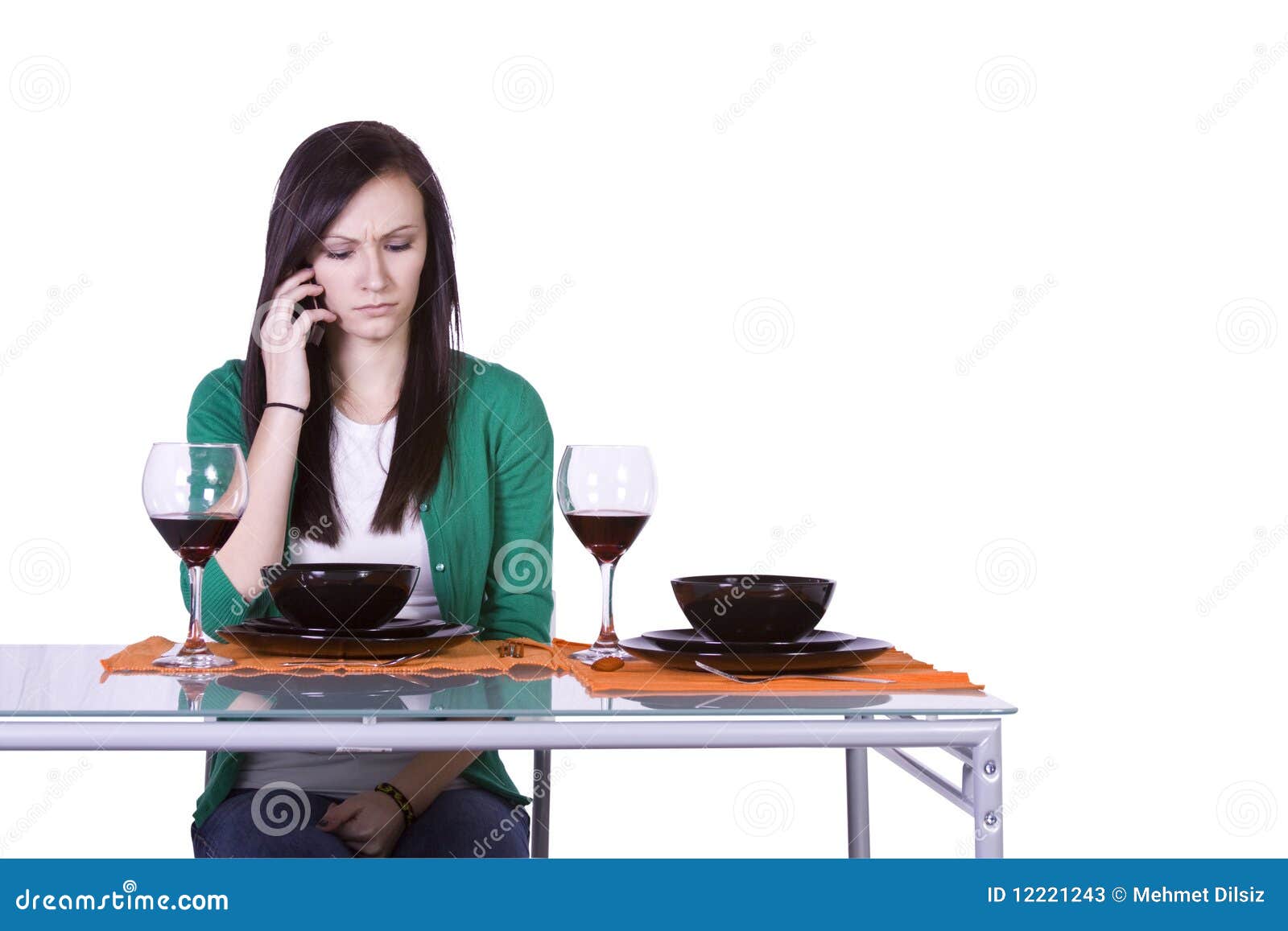 Beautiful Woman Calling Her Husband Stock Image - Image of green ...