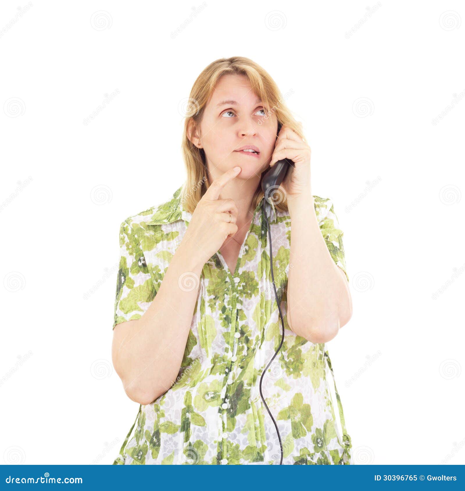 Beautiful Woman Calling Somebody Stock Image - Image of gesture, green ...