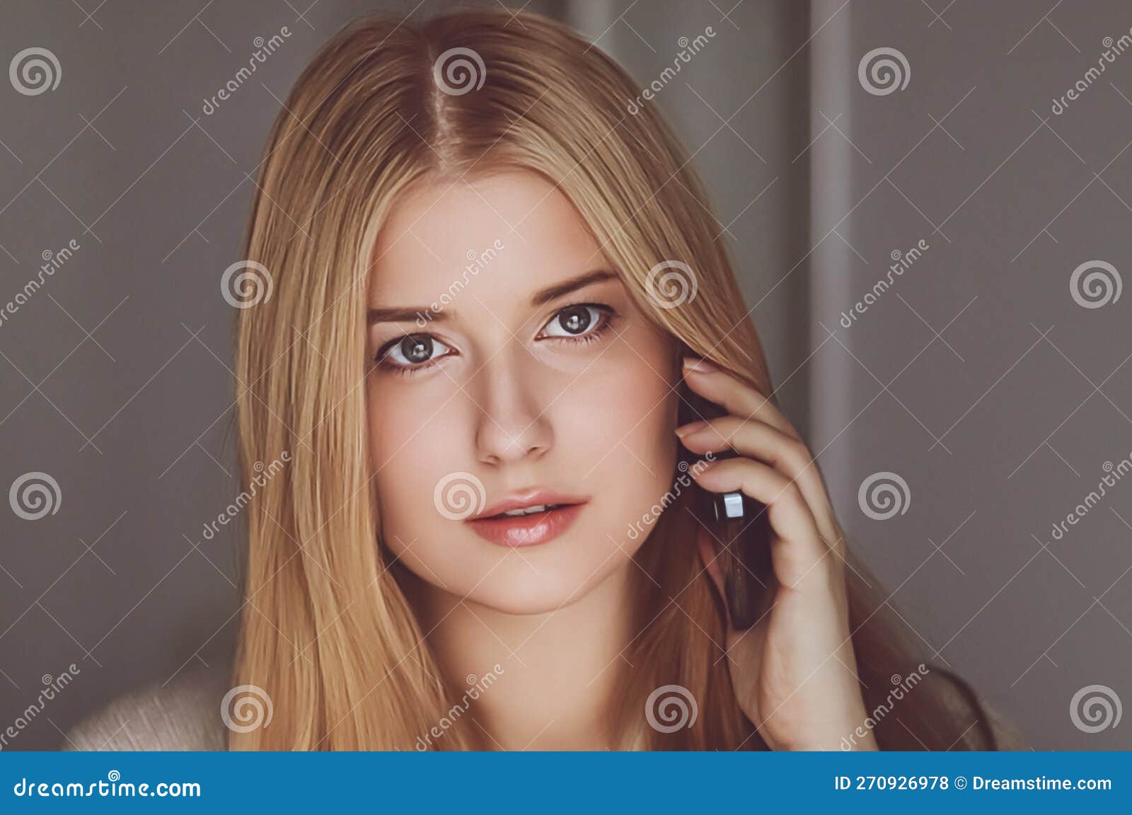 Beautiful Woman Calling and Talking on Mobile Phone Stock Photo - Image ...