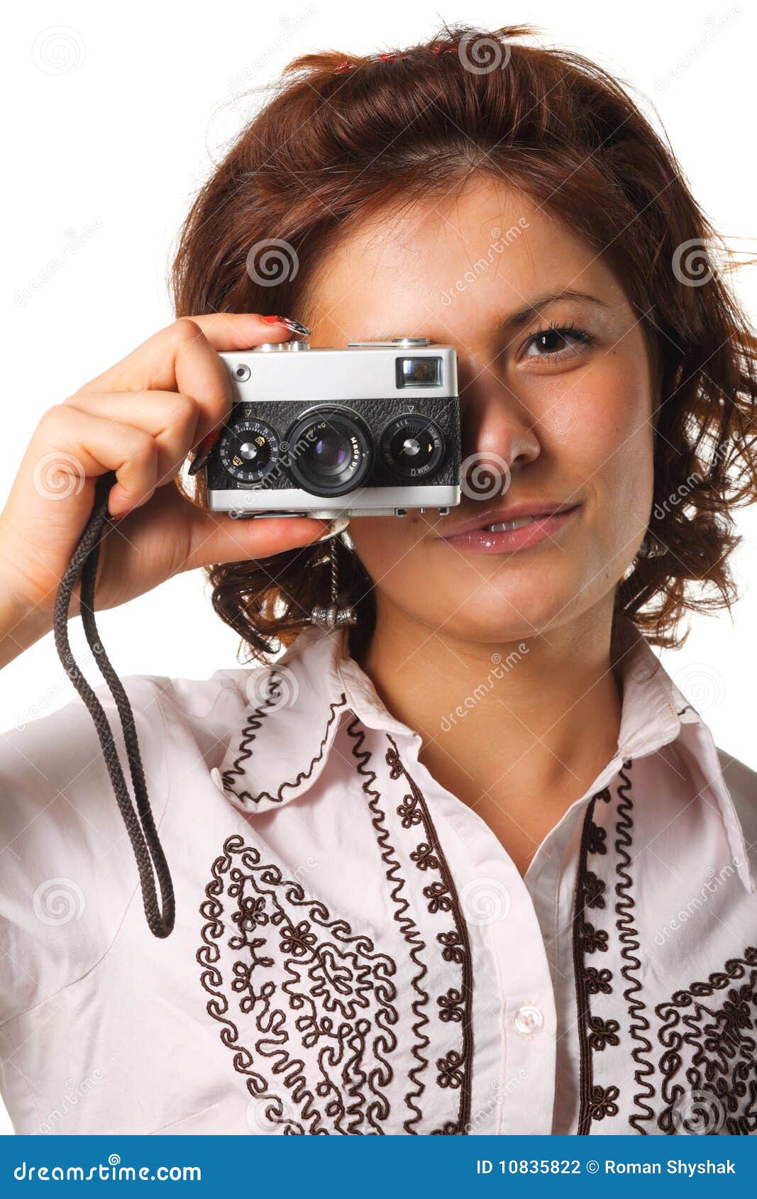 Beautiful Woman with a Camera Stock Photo - Image of face, brightly ...