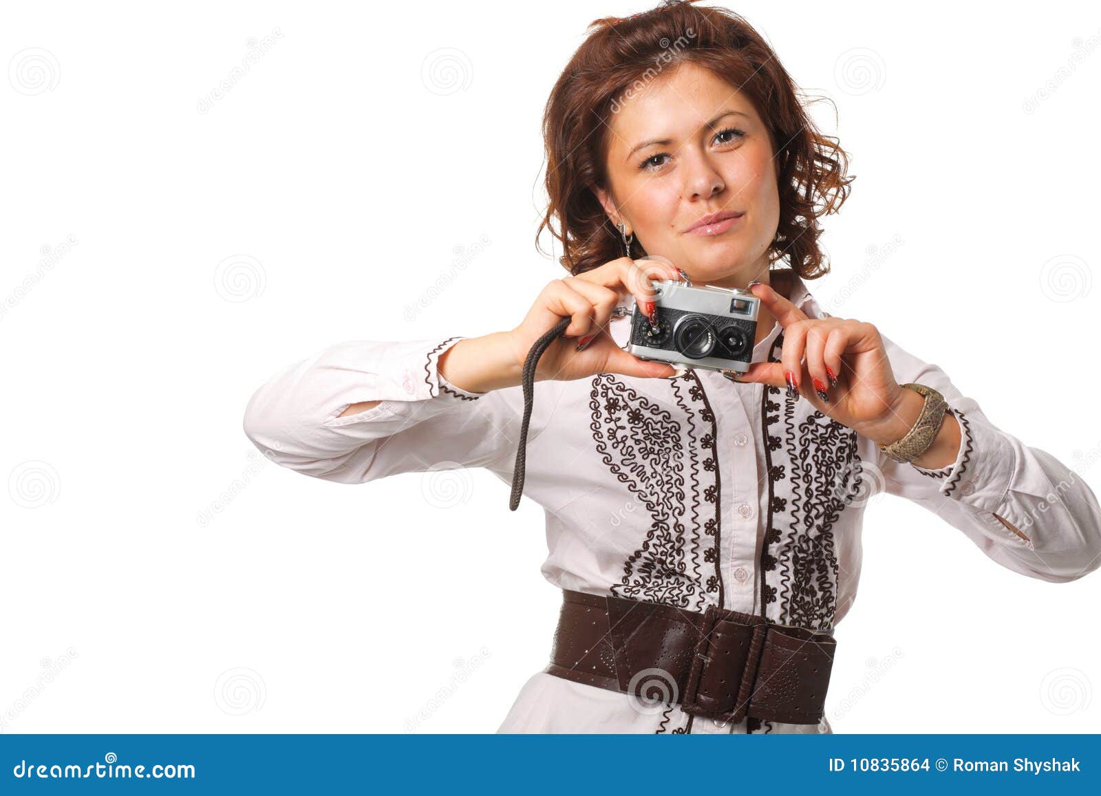 Beautiful Woman with a Camera Stock Photo - Image of hair, fashion ...