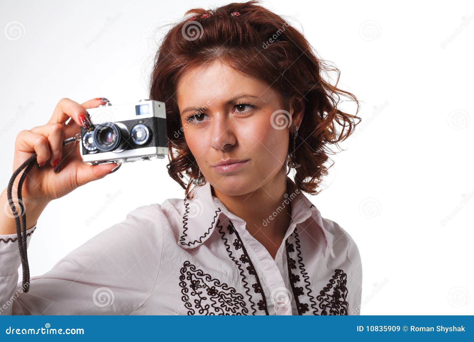Beautiful Woman with a Camera Stock Image - Image of photographic ...