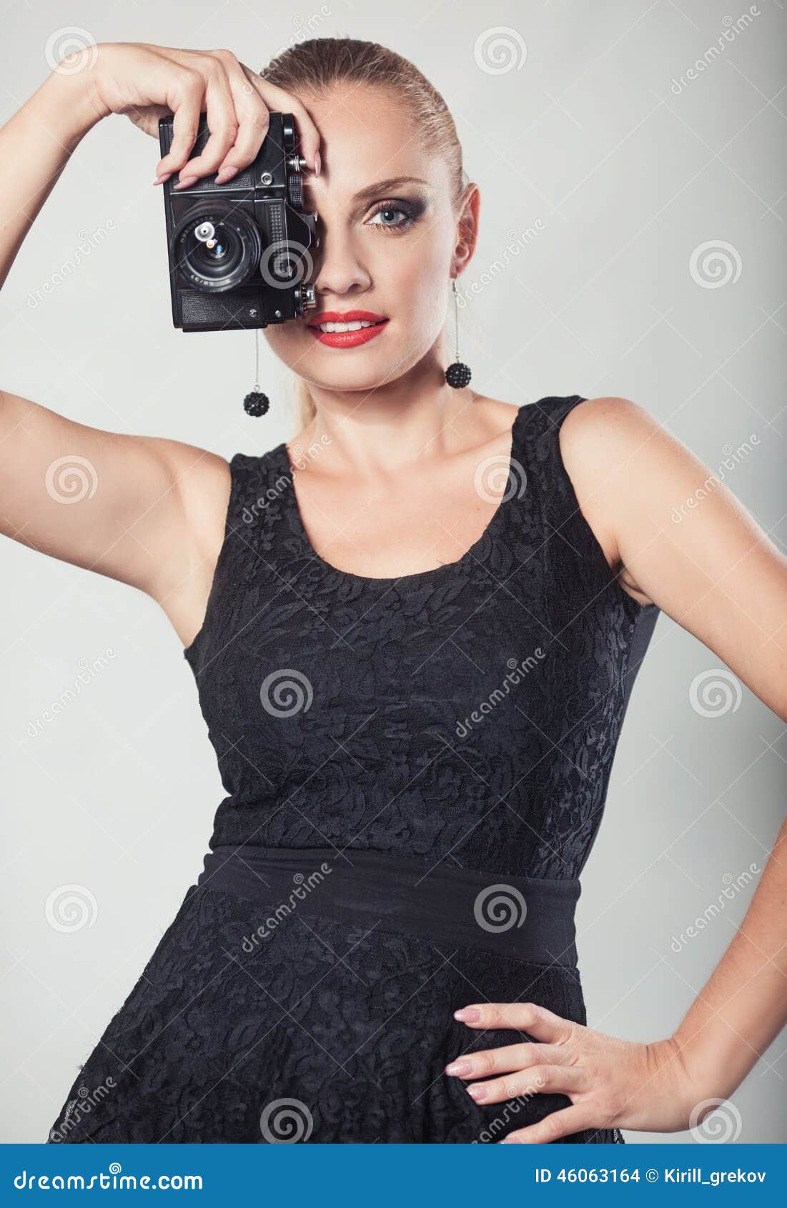 Beautiful Woman with Camera Stock Photo - Image of natural, cute: 46063164