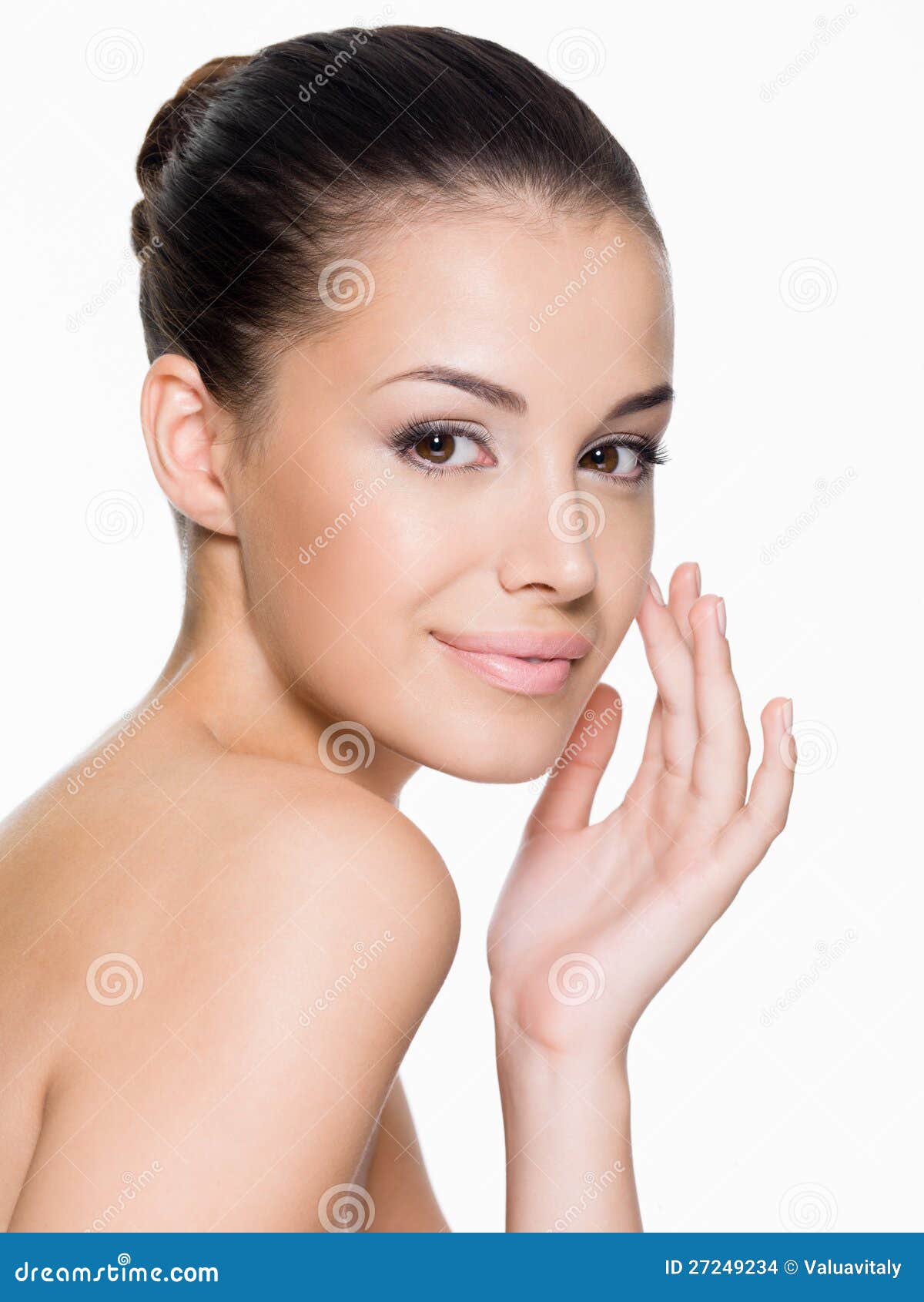 Beautiful Woman Cares for the Face Stock Photo - Image of adult, clean ...