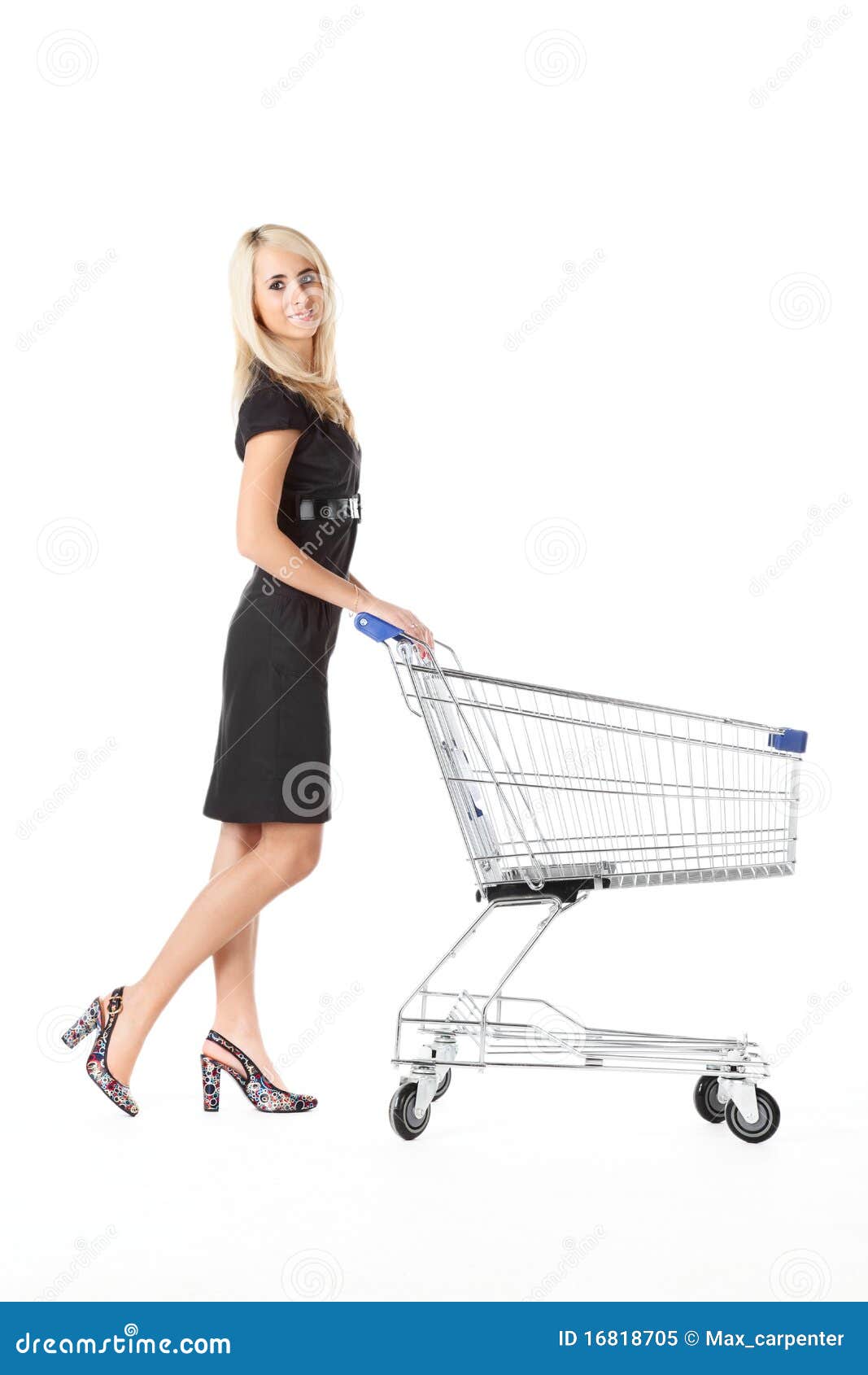 Beautiful woman with cart stock image. Image of shopping - 16818705