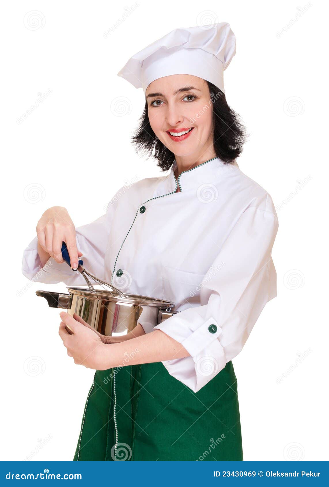 Beautiful Woman Chef with Kitchen Stock Image - Image of apron, whisk ...