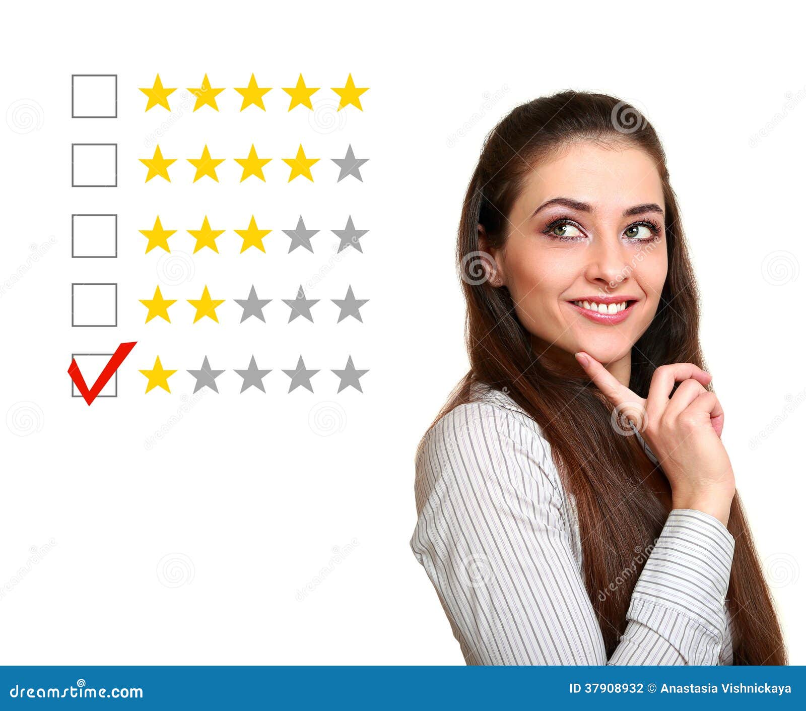 Beautiful Woman Choose One Stars Stock Photo - Image of questionnaire ...