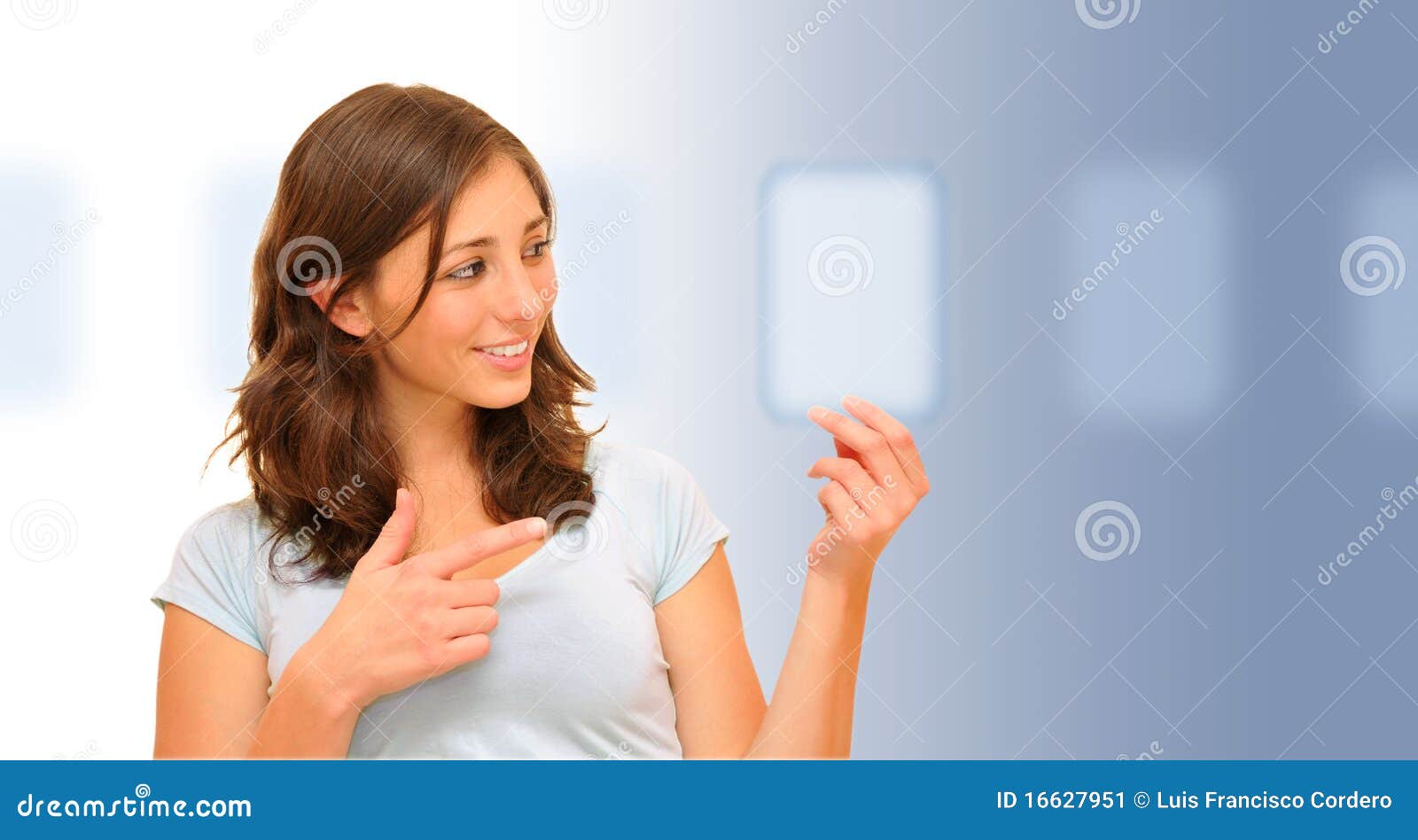 Beautiful woman choosing stock image. Image of digital - 16627951