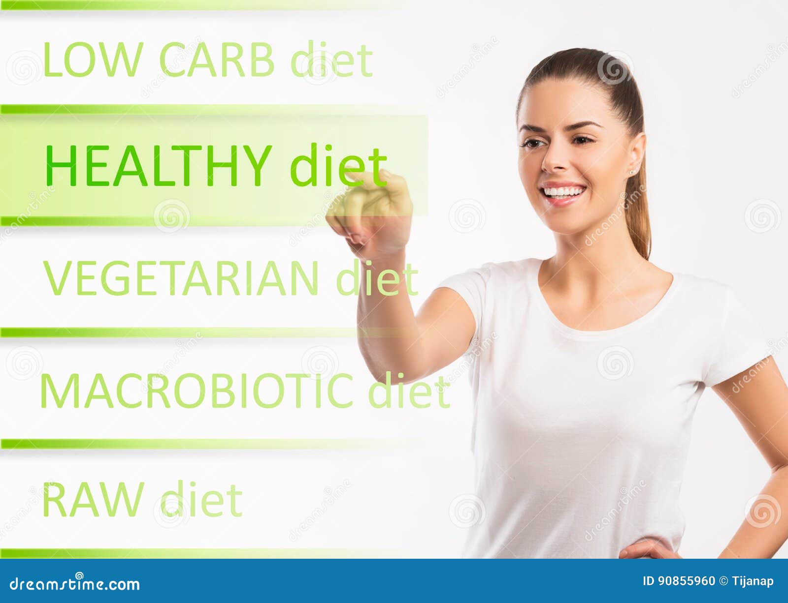 Beautiful Woman Choosing a Healthy Diet Plan Stock Photo - Image of ...