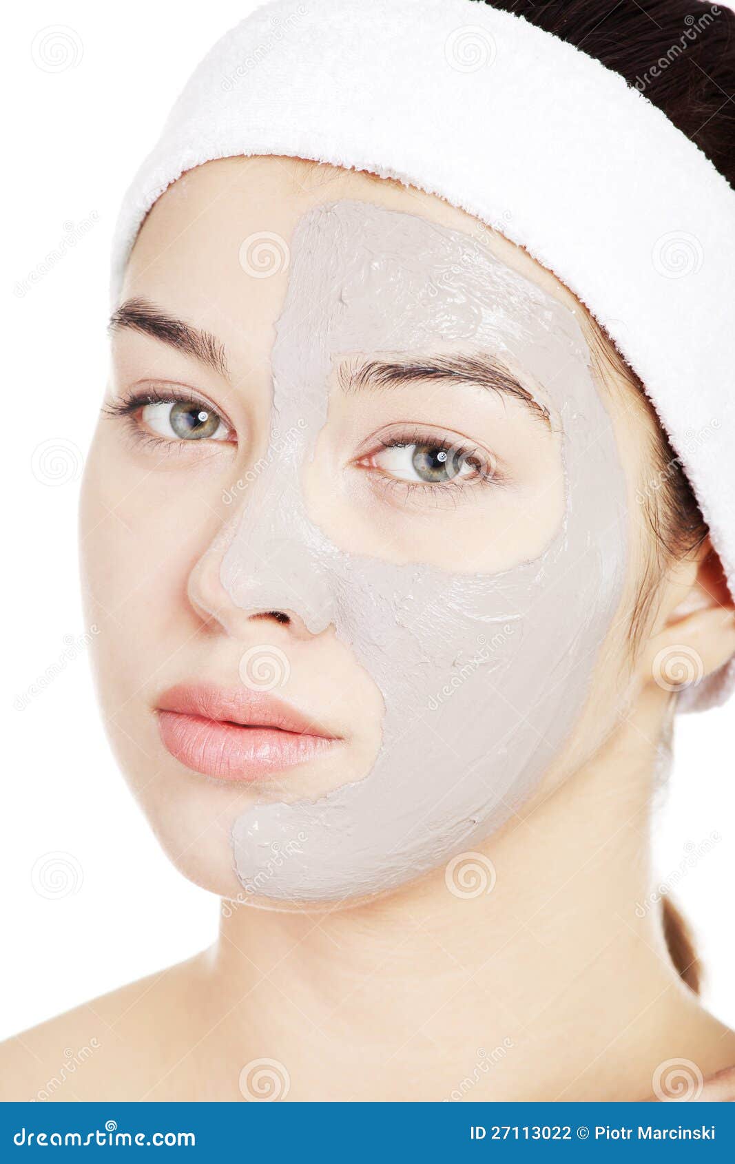 Beautiful Woman with Clay Face Mask Stock Photo - Image of health, face ...