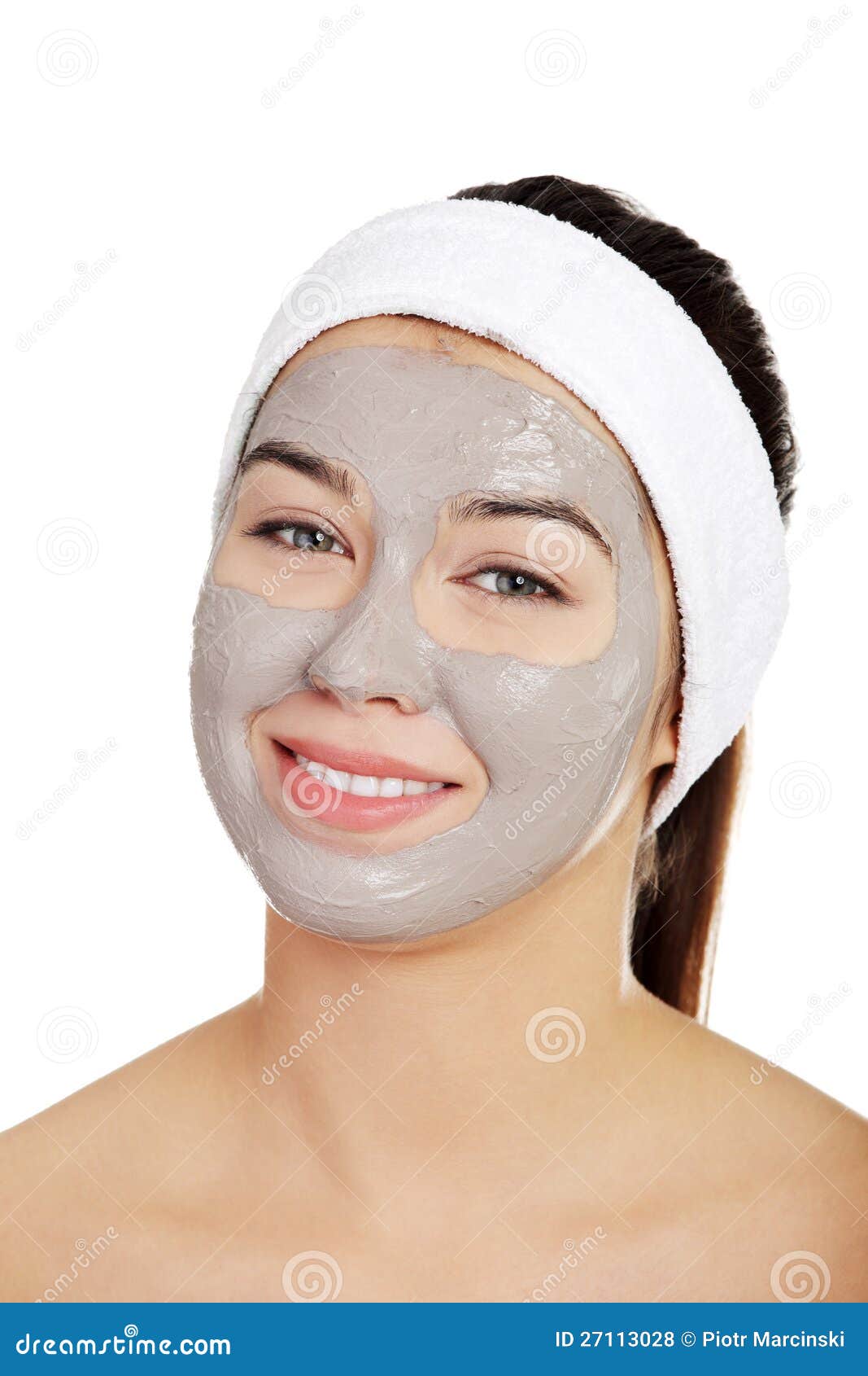 Beautiful Woman with Clay Face Mask Stock Photo - Image of apply ...