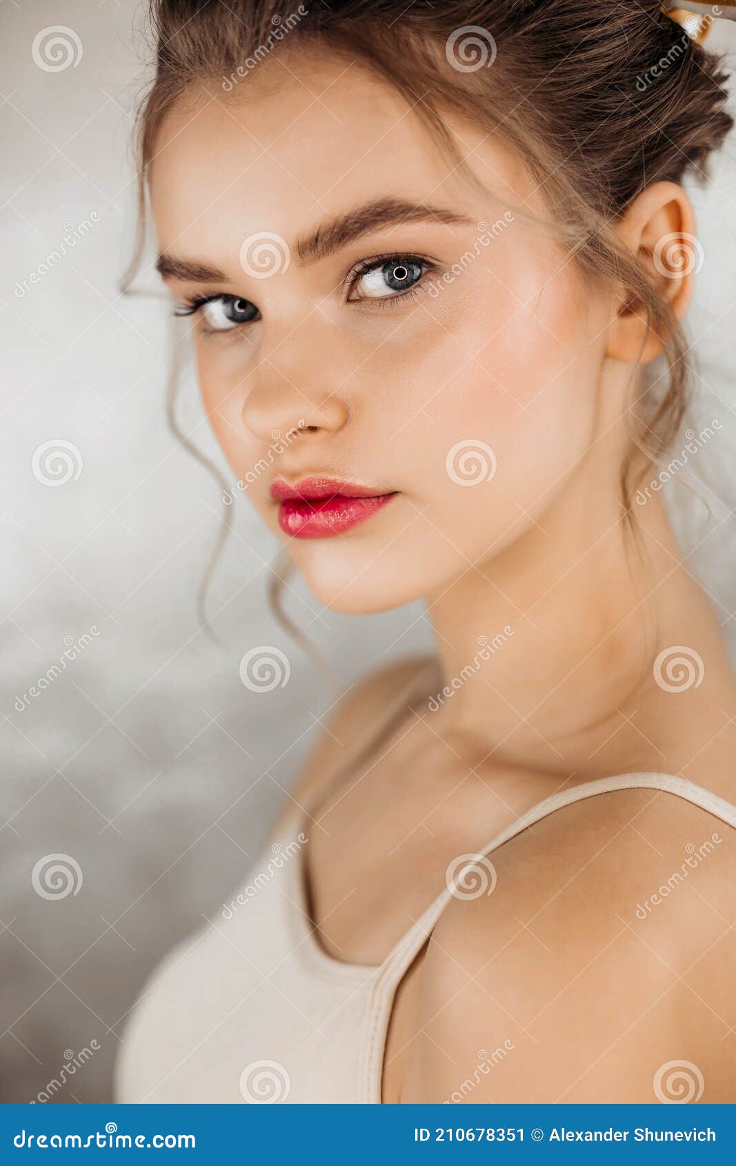 Beautiful Woman With Clean Skin On Her Face Pretty Girl With Natural