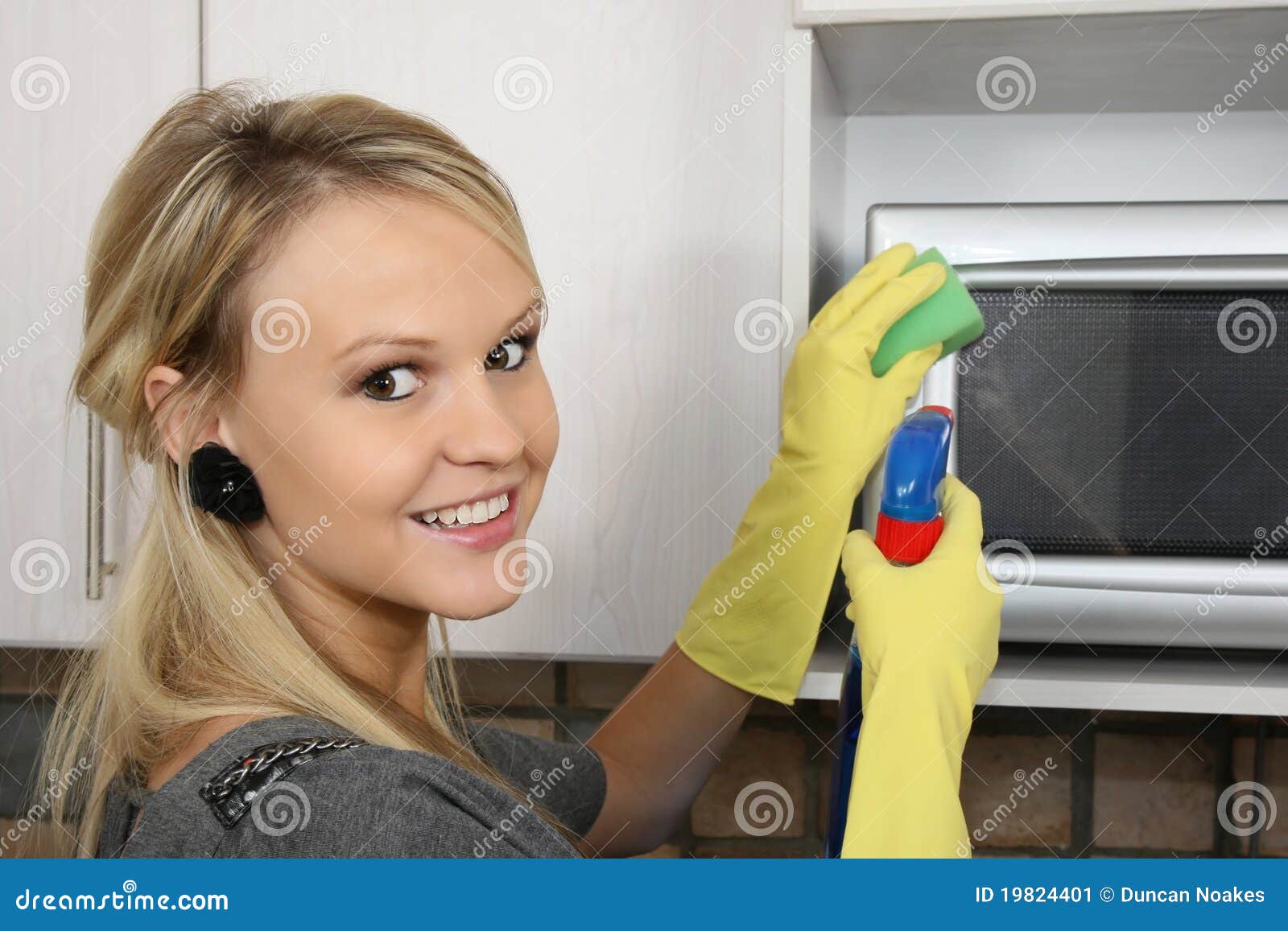 Beautiful Woman Cleaning Kitchen Stock Image - Image of home, wife ...