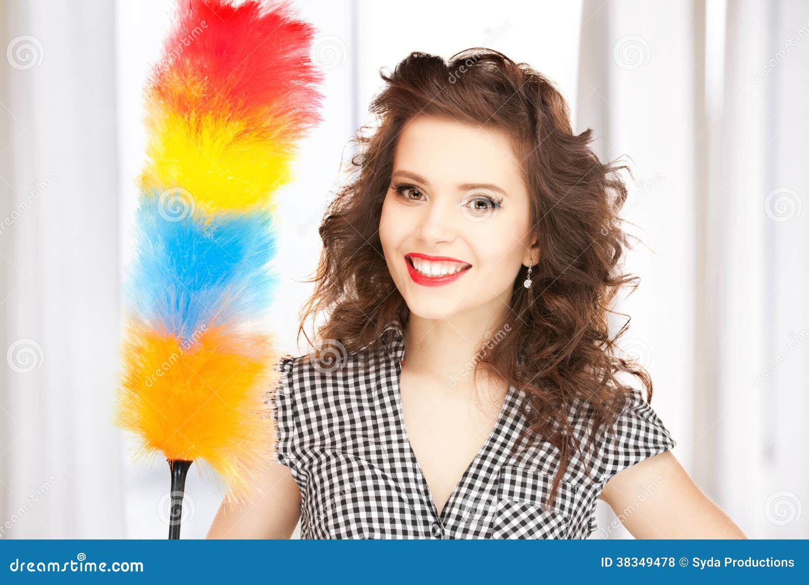 Beautiful Woman with Cleaning Sweep Stock Photo - Image of domestic ...
