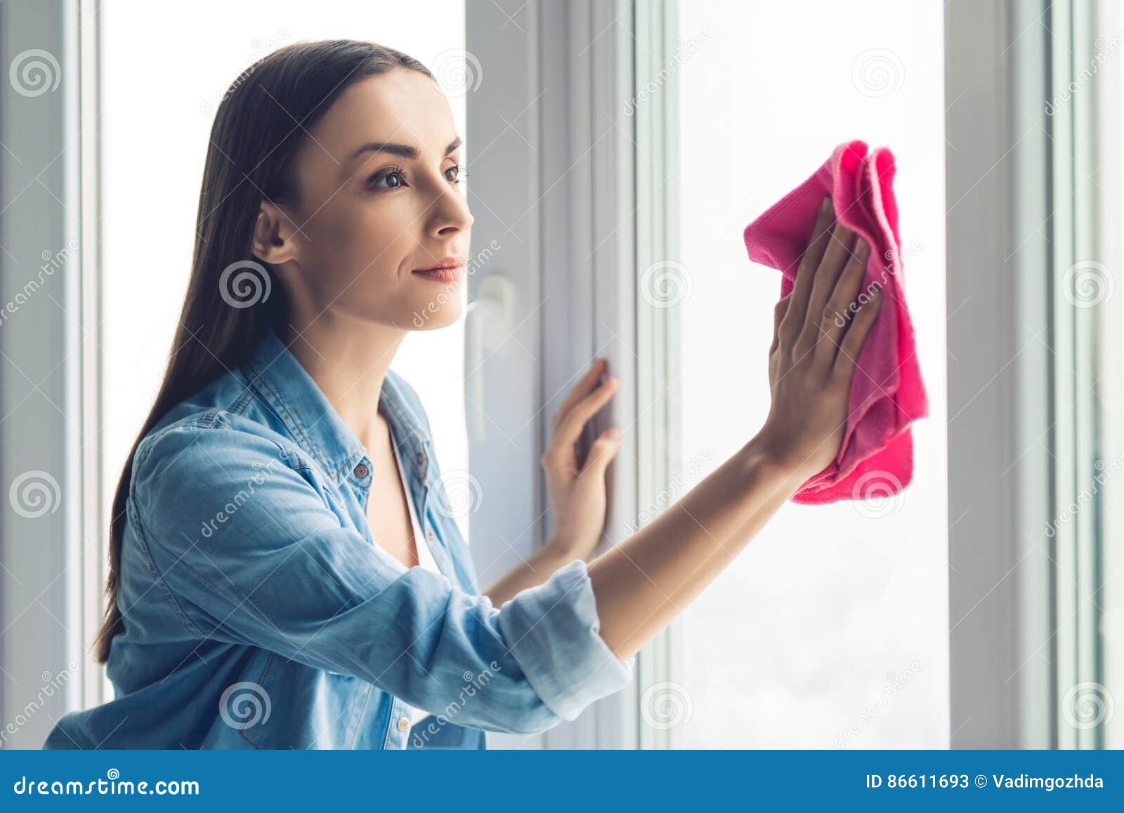 Beautiful woman cleaning stock image. Image of clean - 86611693