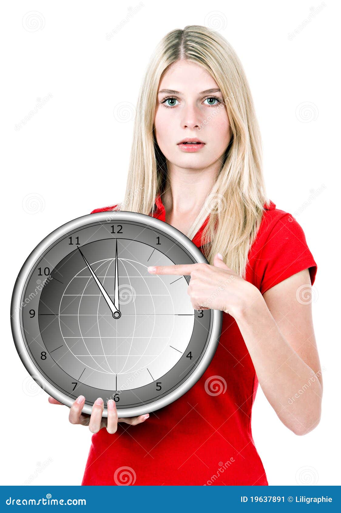 Beautiful Woman with the Clock Stock Image - Image of portrait ...
