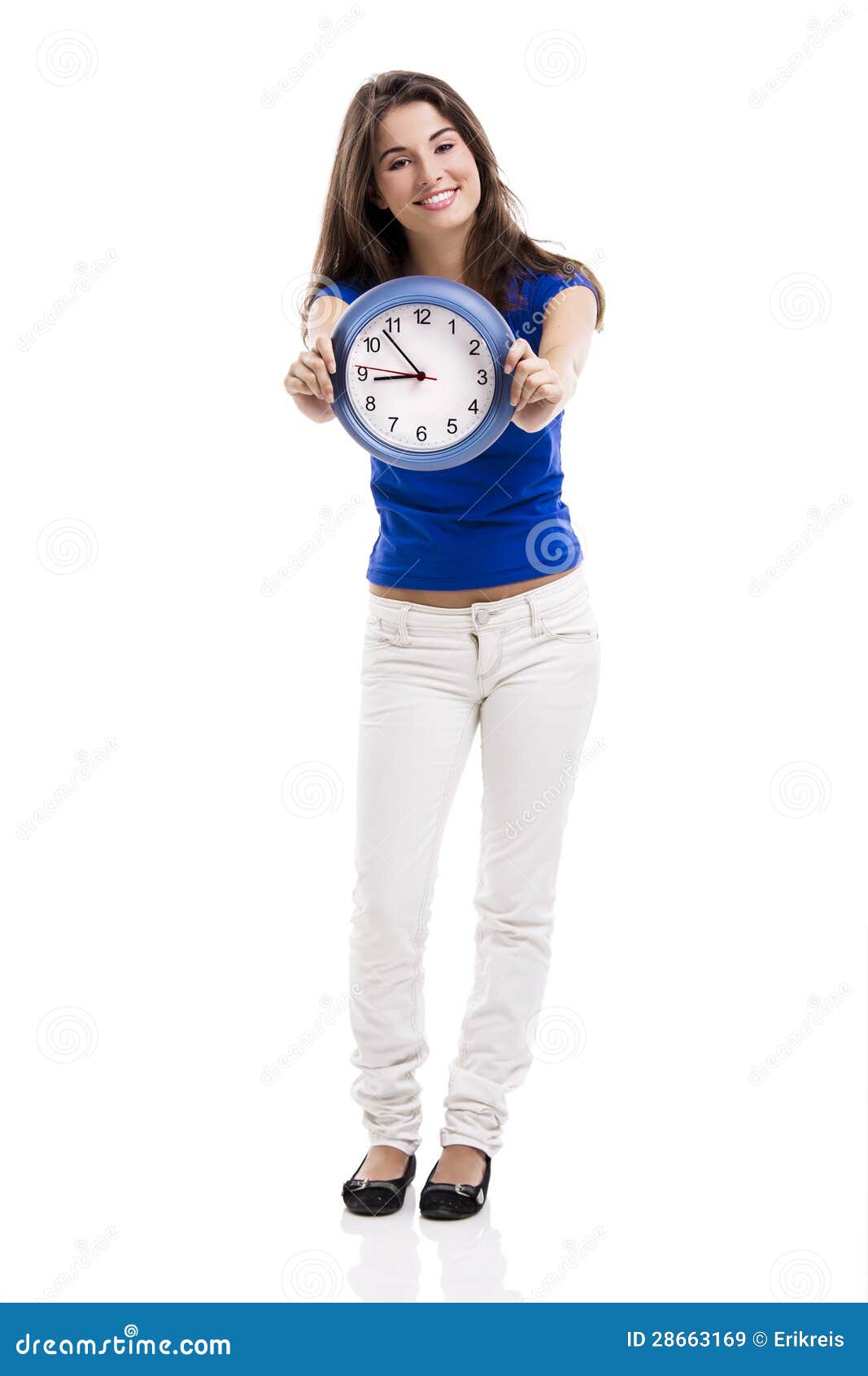 Beautiful Woman with a Clock Stock Image - Image of businesswoman ...