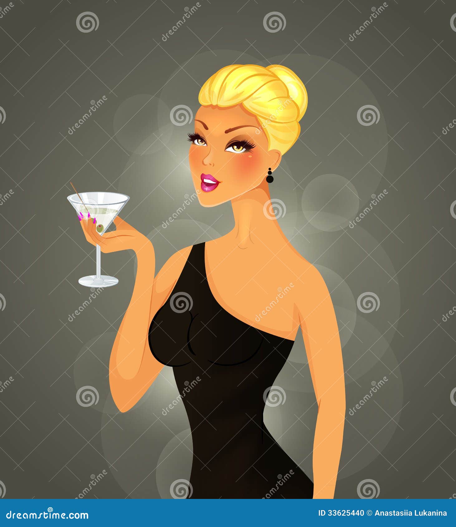 Beautiful Woman with Cocktail Stock Vector - Illustration of ...