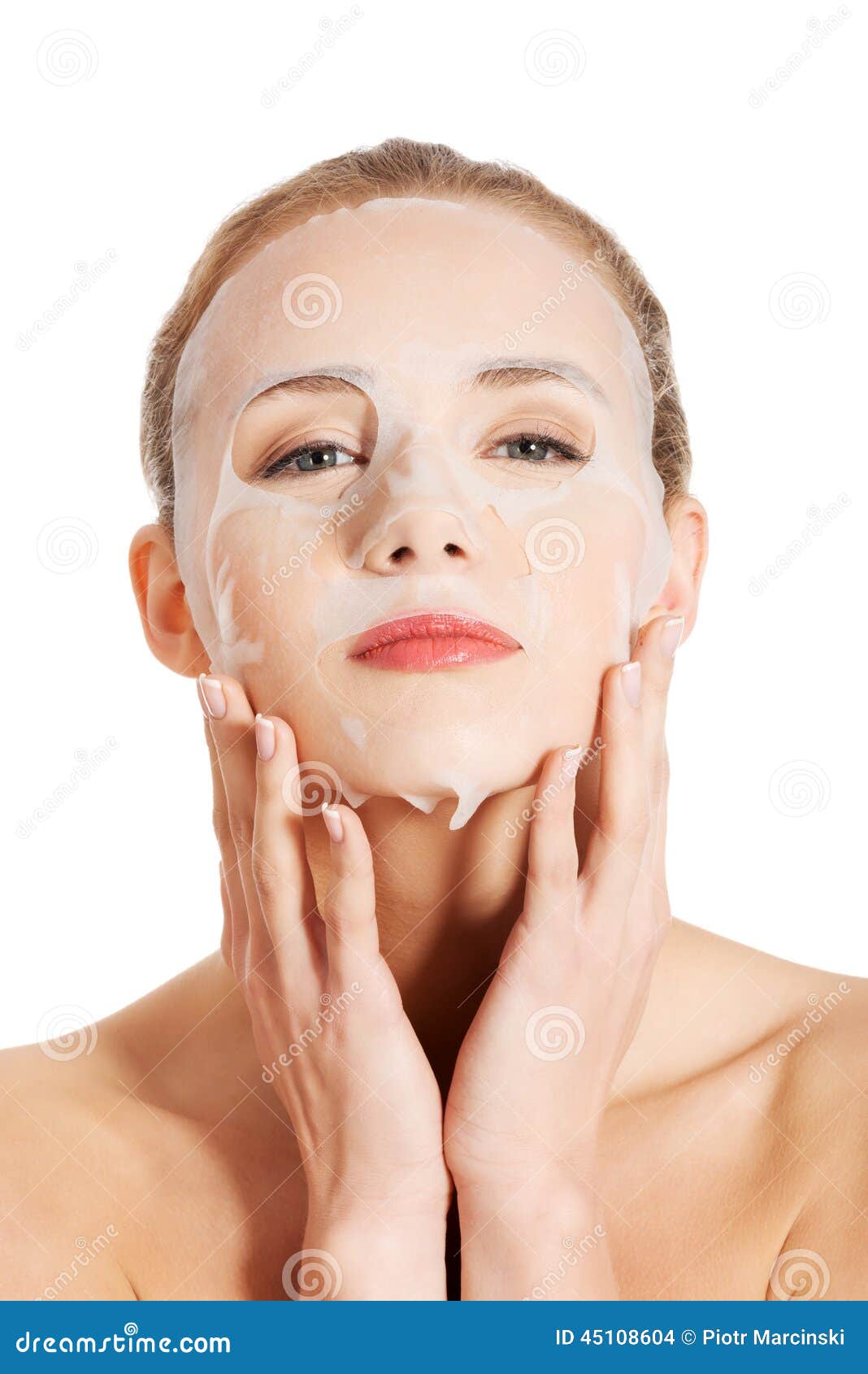 Beautiful Woman with Collagen Mask. Stock Photo - Image of collagen ...