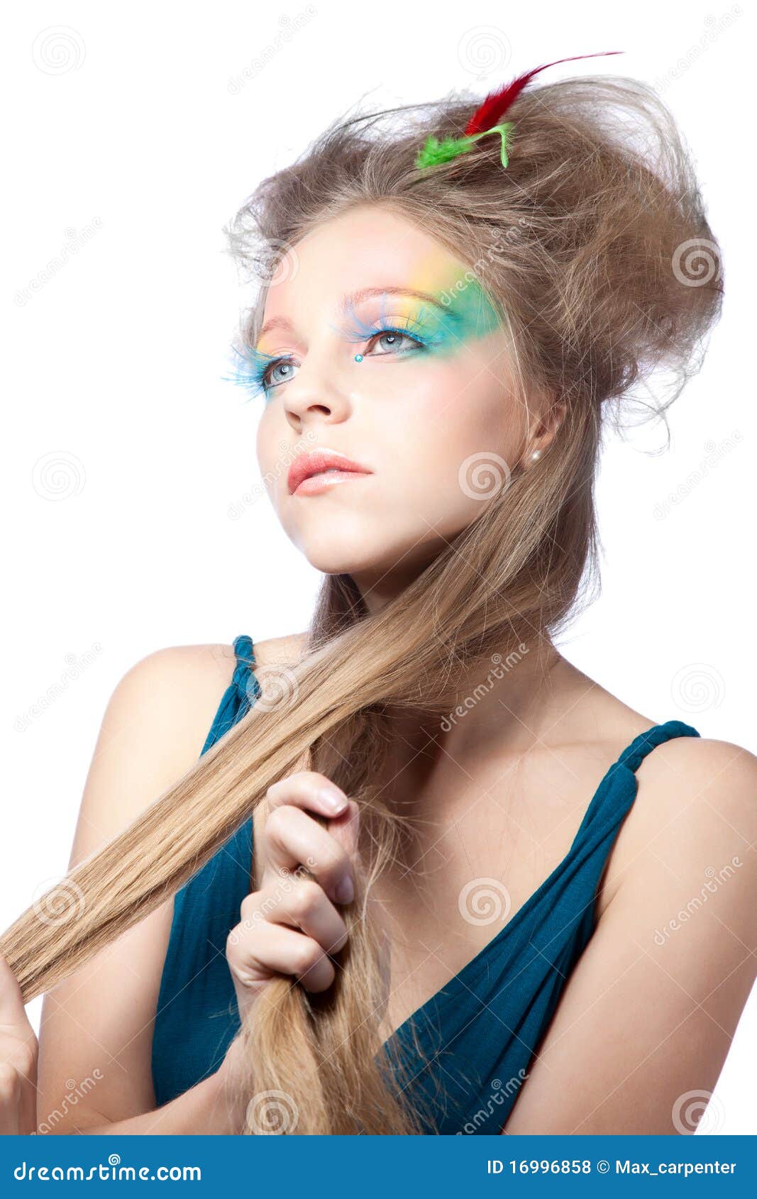 Beautiful Woman with Color Makeup Stock Photo - Image of glance ...