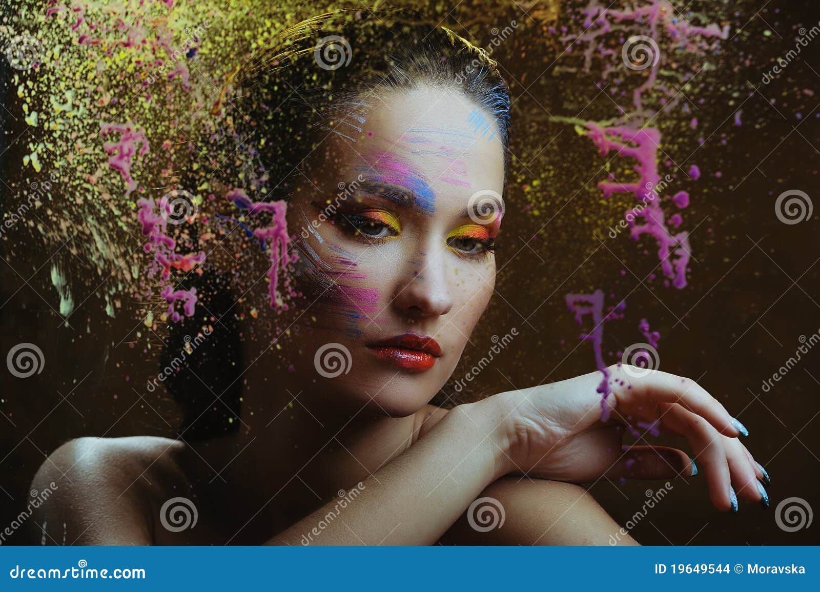 Beautiful Woman in Color Paint Stock Photo - Image of beautiful, nature ...