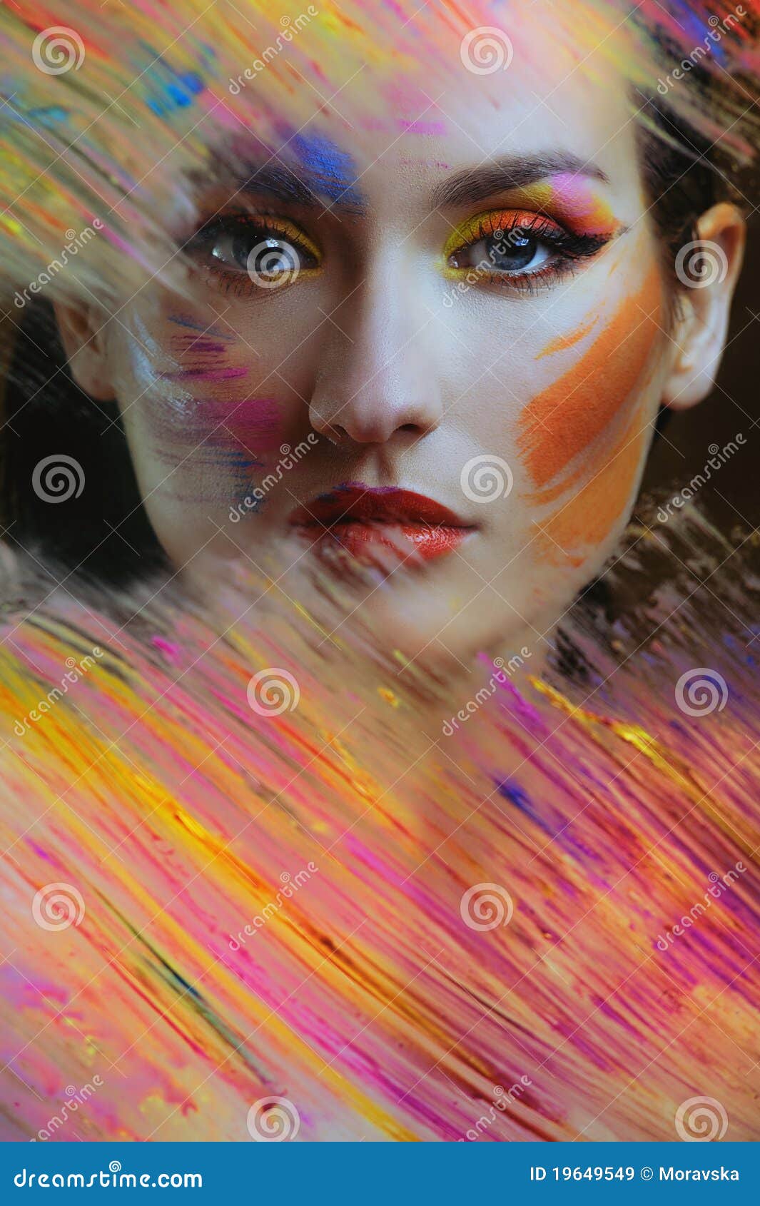 Beautiful Woman in Color Paint Stock Image - Image of makeup, skin ...