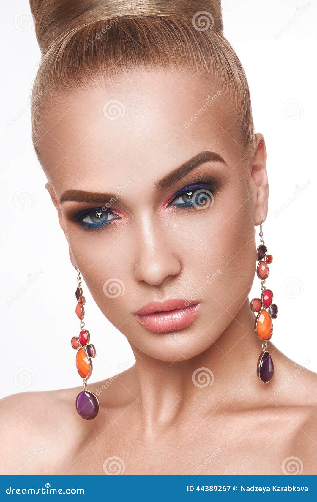 Beautiful Woman with Colored Makeup. Stock Image - Image of colored ...