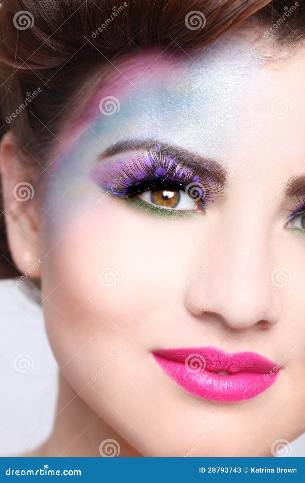 Beautiful Woman with Colorful Creative Cosmetics Stock Image - Image of ...