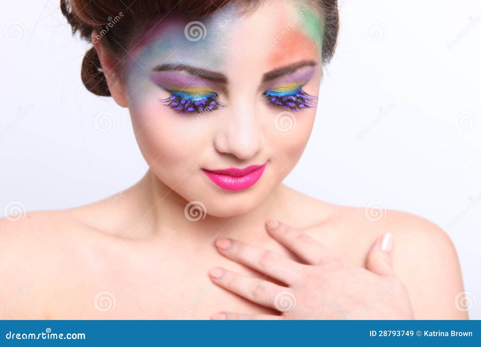 Beautiful Woman with Colorful Creative Cosmetics Stock Image - Image of ...