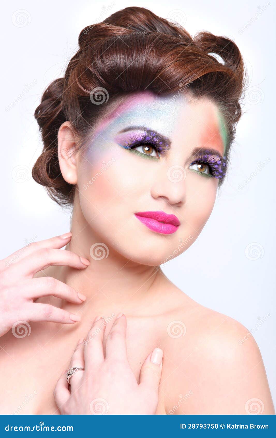 Beautiful Woman with Colorful Creative Cosmetics Stock Photo - Image of ...