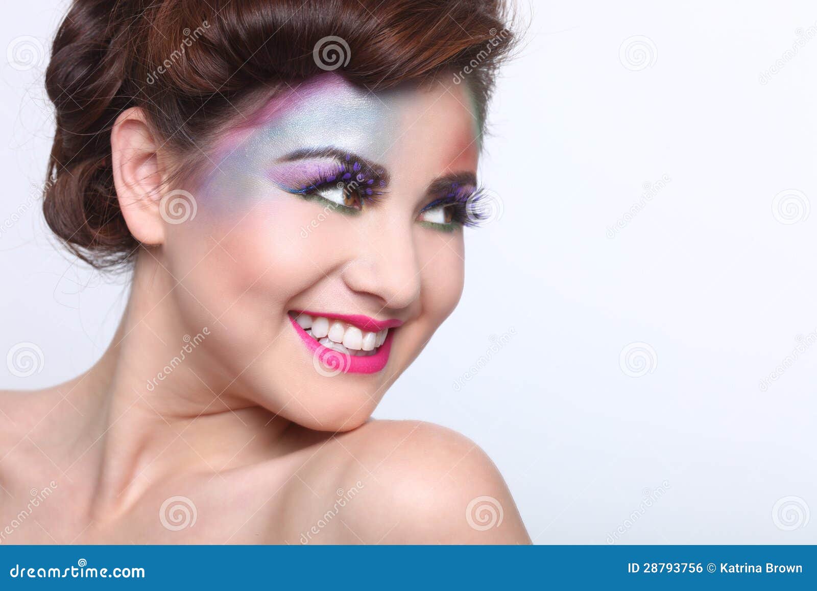 Beautiful Woman with Colorful Creative Cosmetics Stock Photo - Image of ...