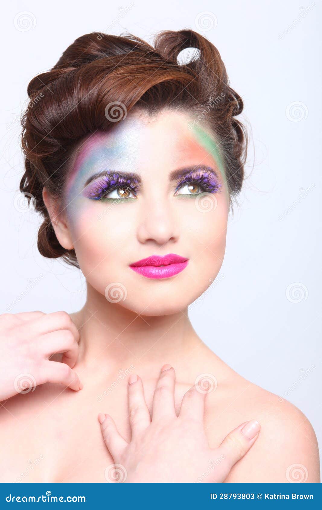 Beautiful Woman with Colorful Creative Cosmetics Stock Image - Image of ...