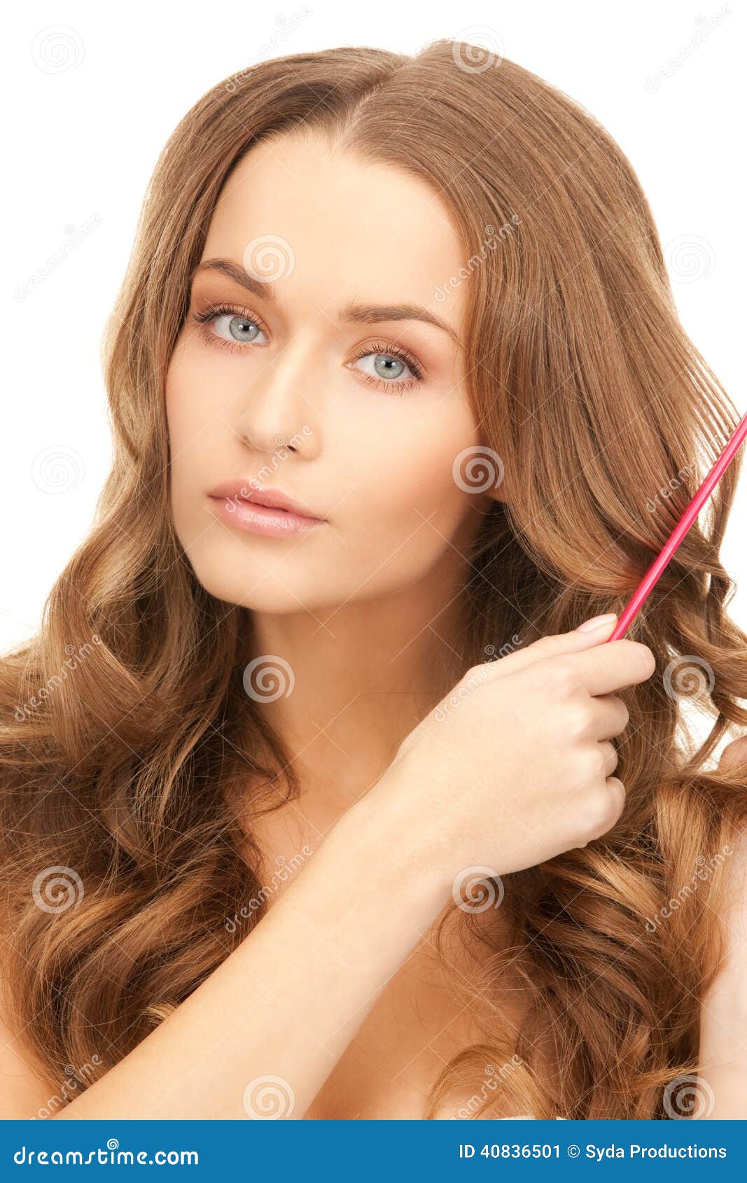 Beautiful woman with comb stock image. Image of brush - 40836501