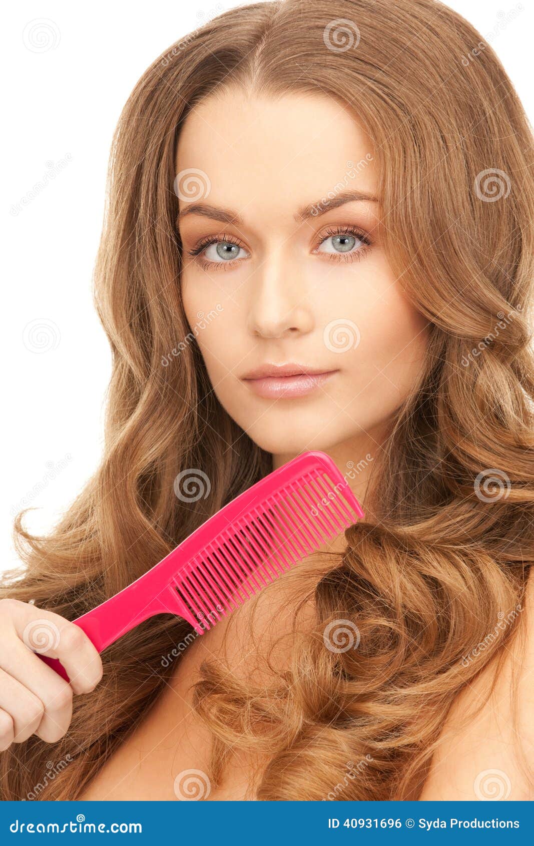 Beautiful woman with comb stock photo. Image of attractive - 40931696