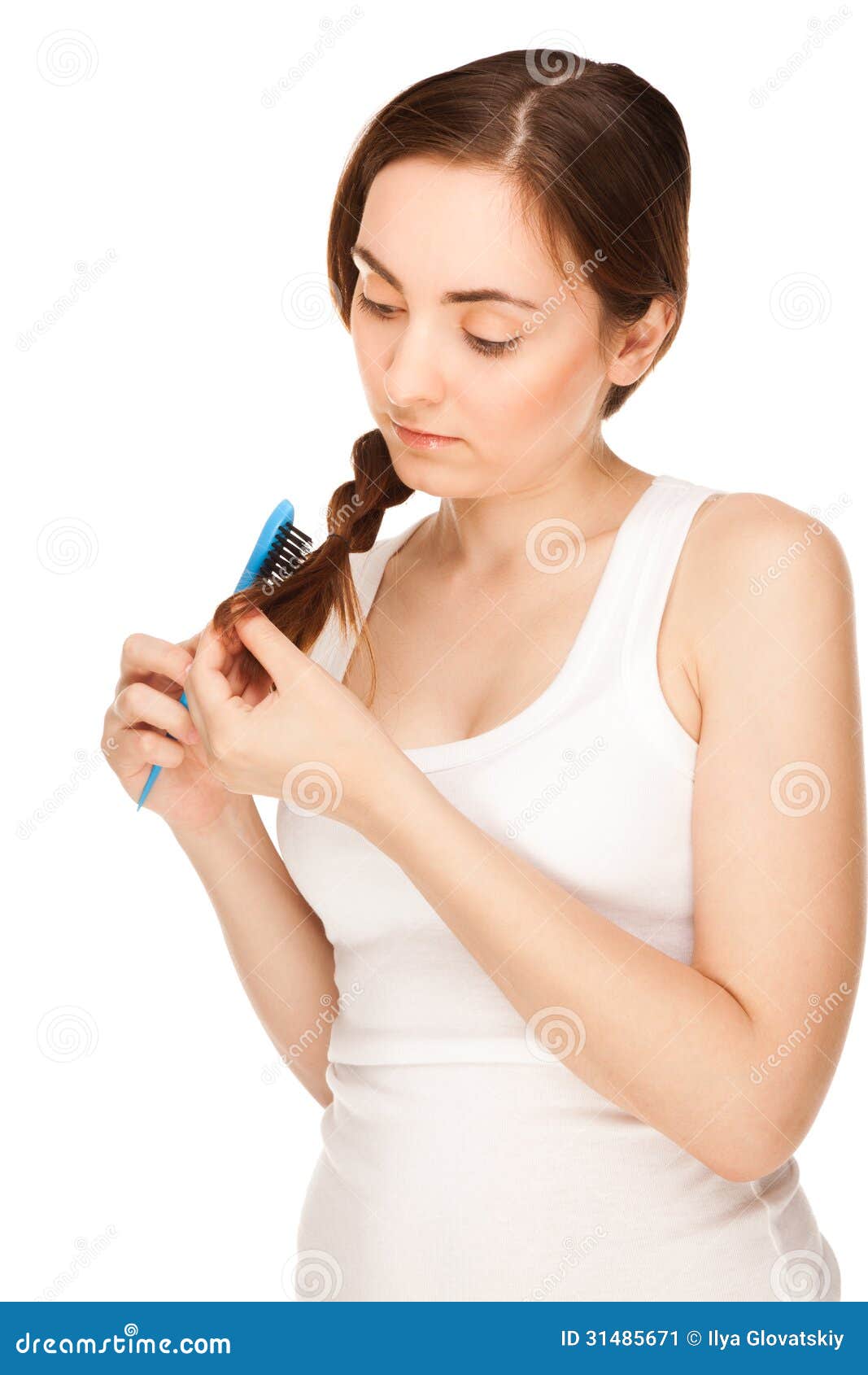 Beautiful woman with comb stock image. Image of nose - 31485671